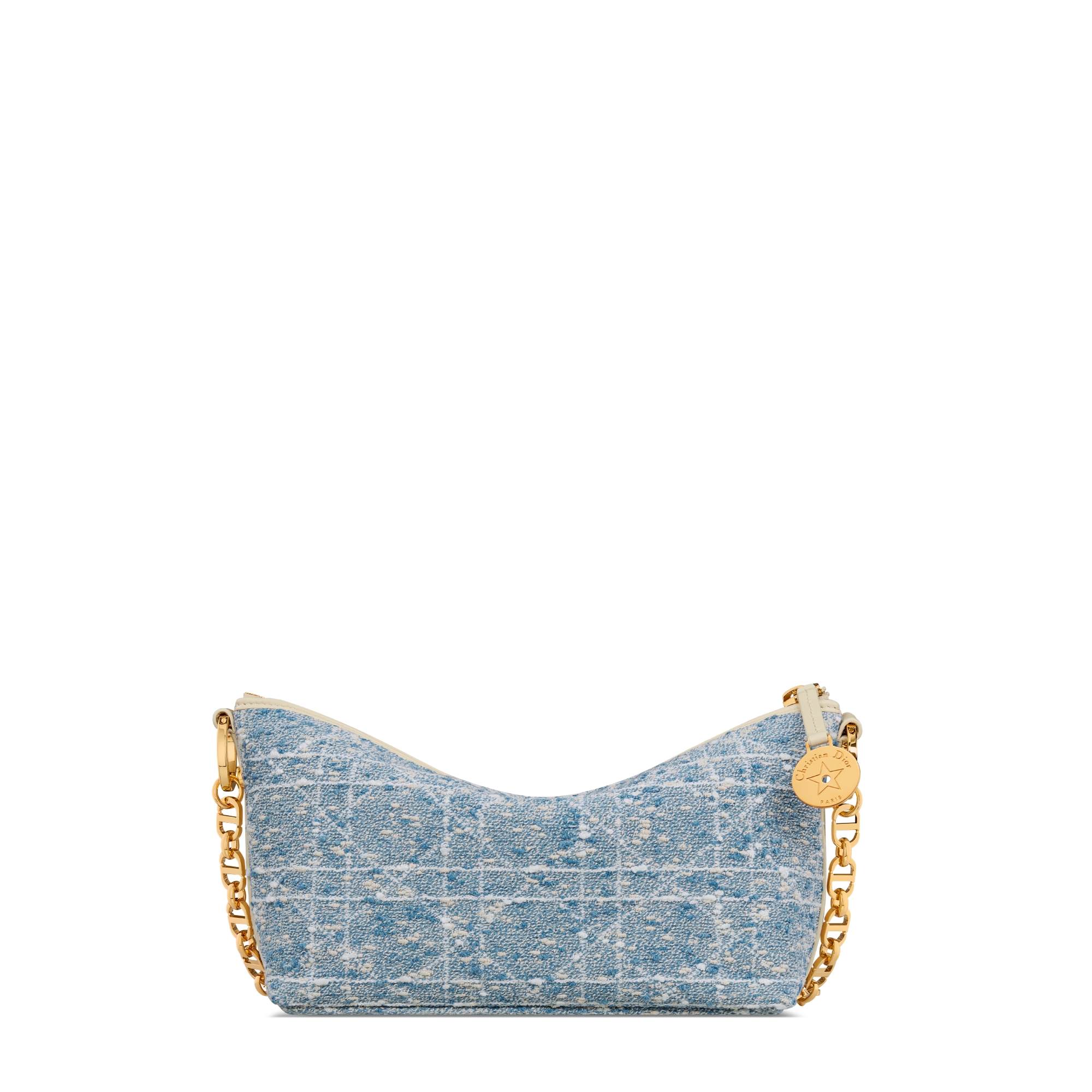 Diorstar Hobo Bag with Chain Celestial Blue Tweed with White Cannage ...
