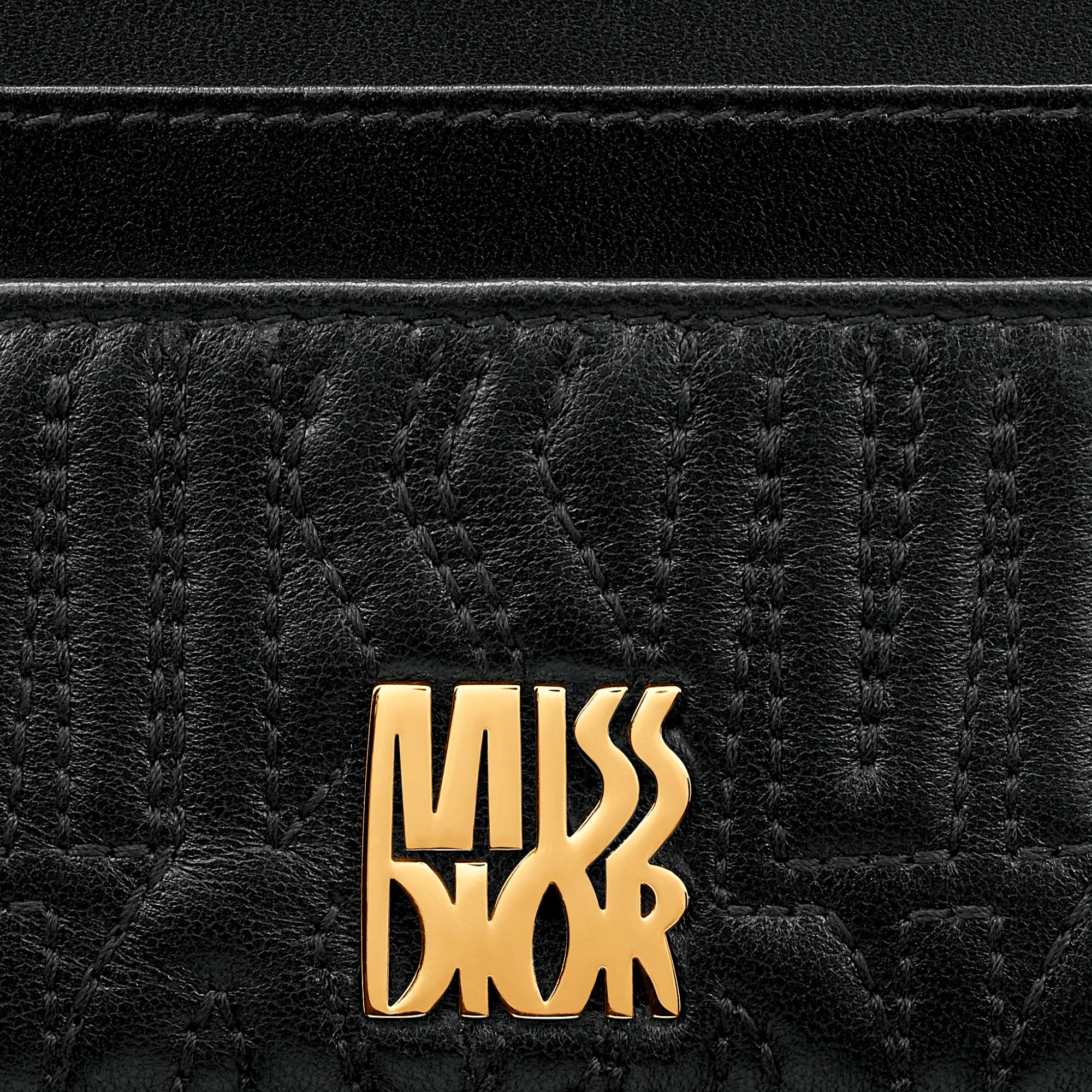 Tarjetero Miss Dior Freesia Piel de cordero con motivo Miss Dior Allover acolchado en negro | DIOR