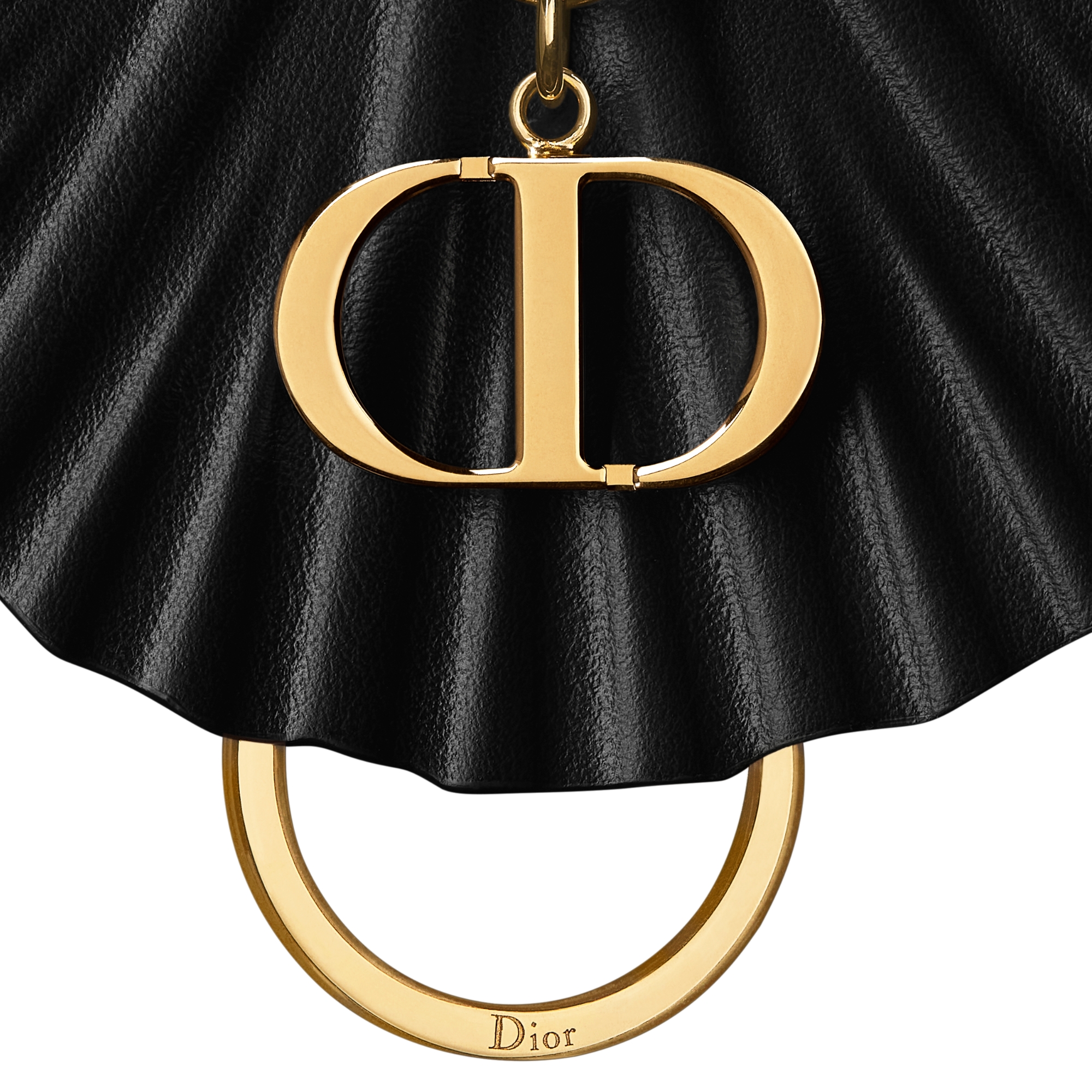 Shell Key Ring with Cord Black Calfskin | DIOR