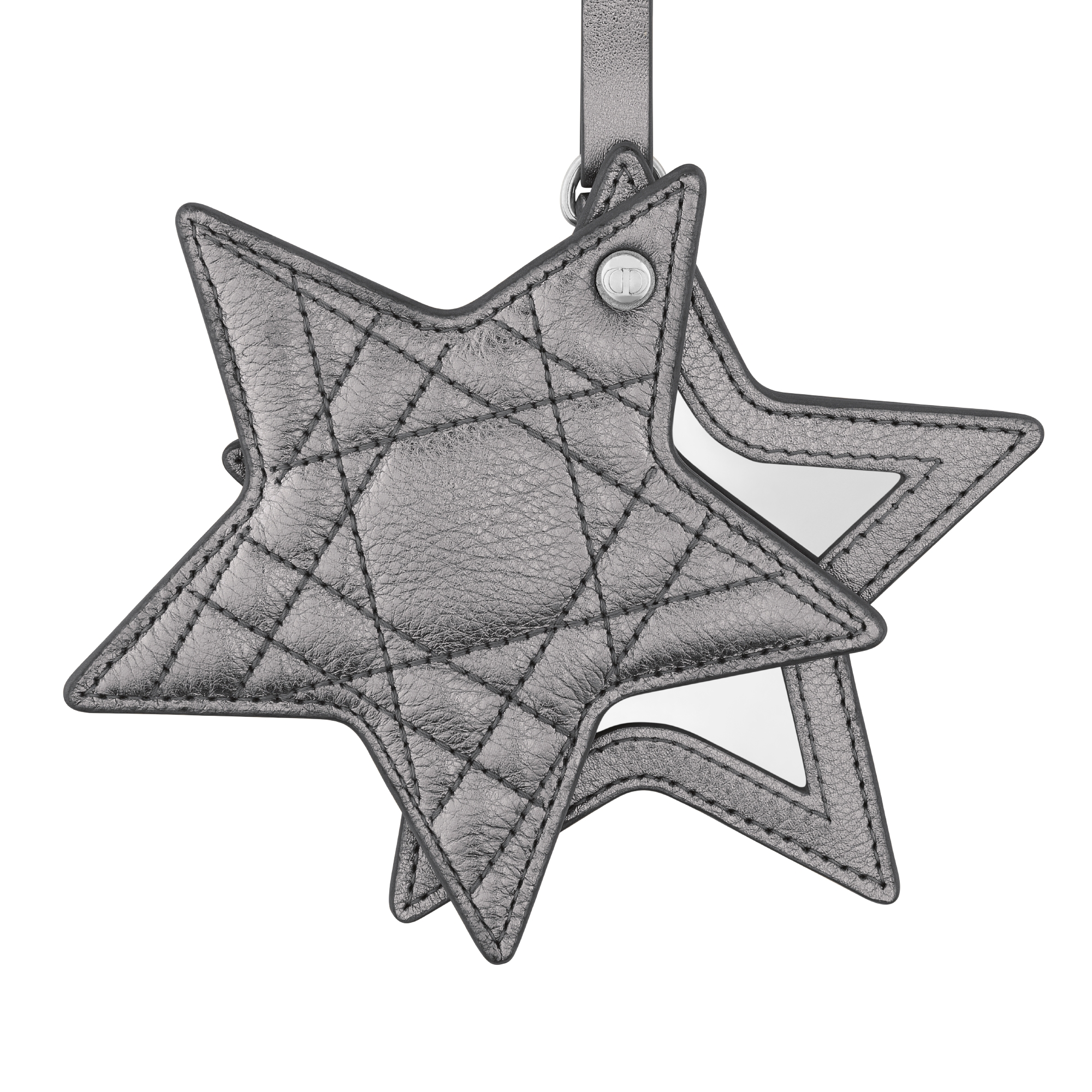 Star Key Ring with Mirror Metallic Silver-Tone Cannage Calfskin | DIOR