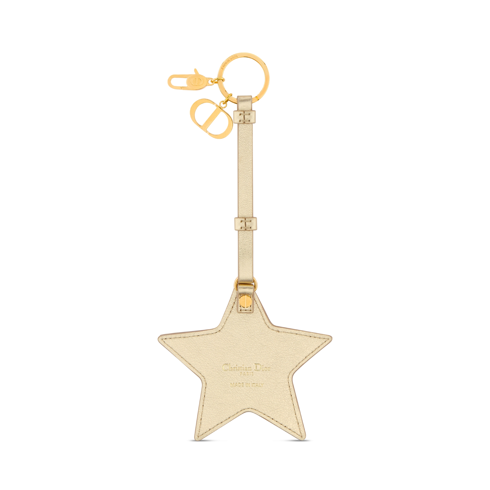 Star Key Ring with Mirror Metallic Gold-Tone Cannage Calfskin | DIOR