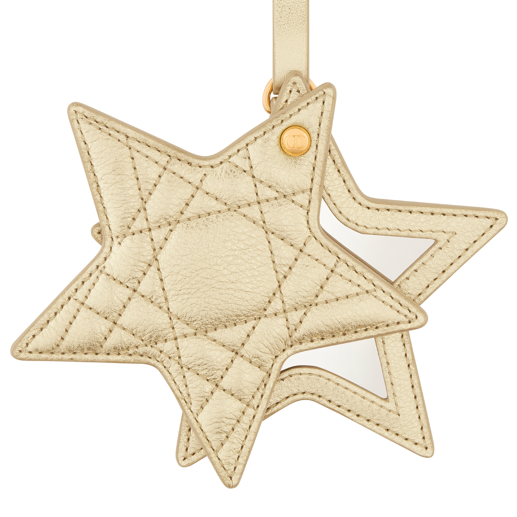 Star Key Ring with Mirror Metallic Gold-Tone Cannage Calfskin | DIOR