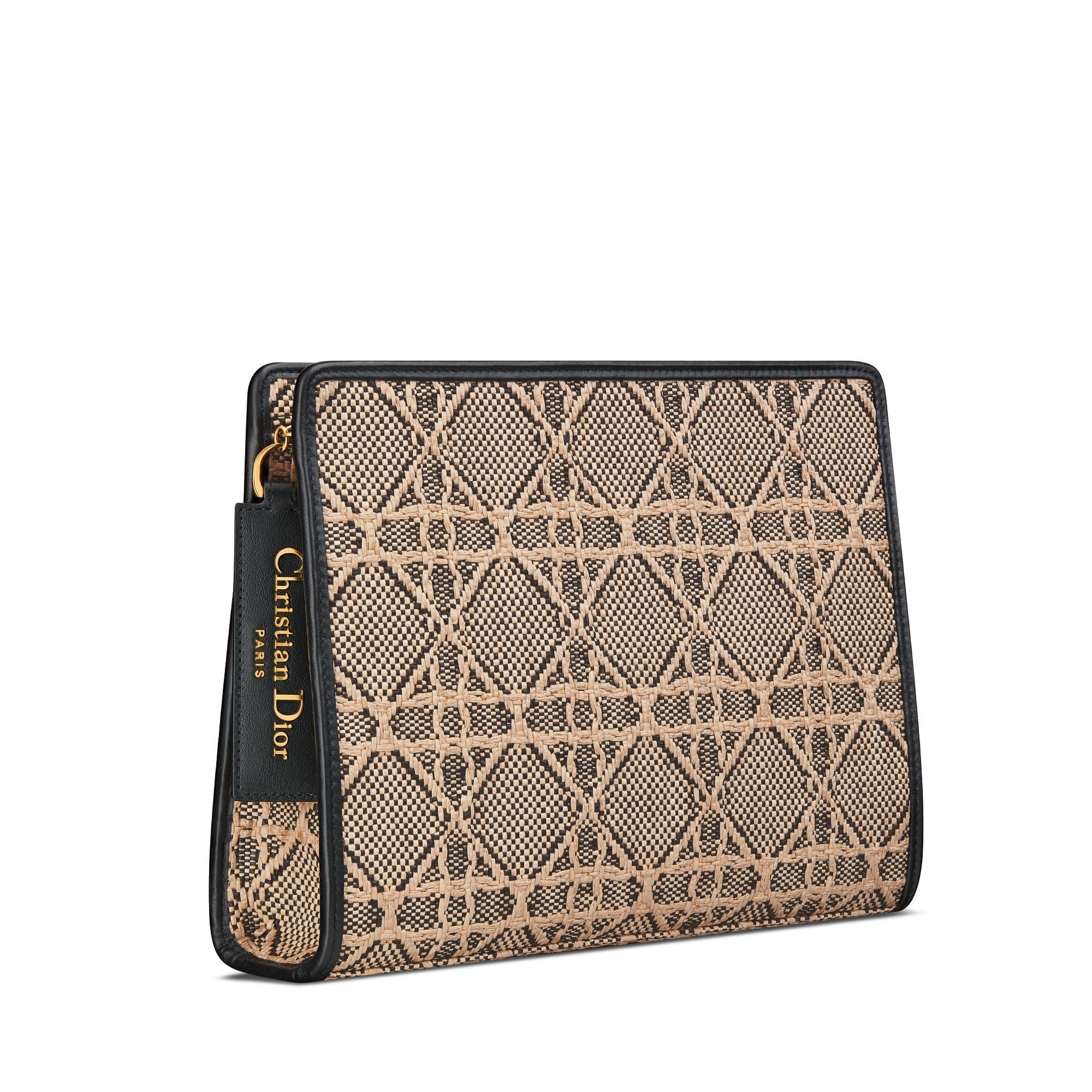 Dea Signature Pouch Two-Tone Beige and Black Cannage Raffia | DIOR