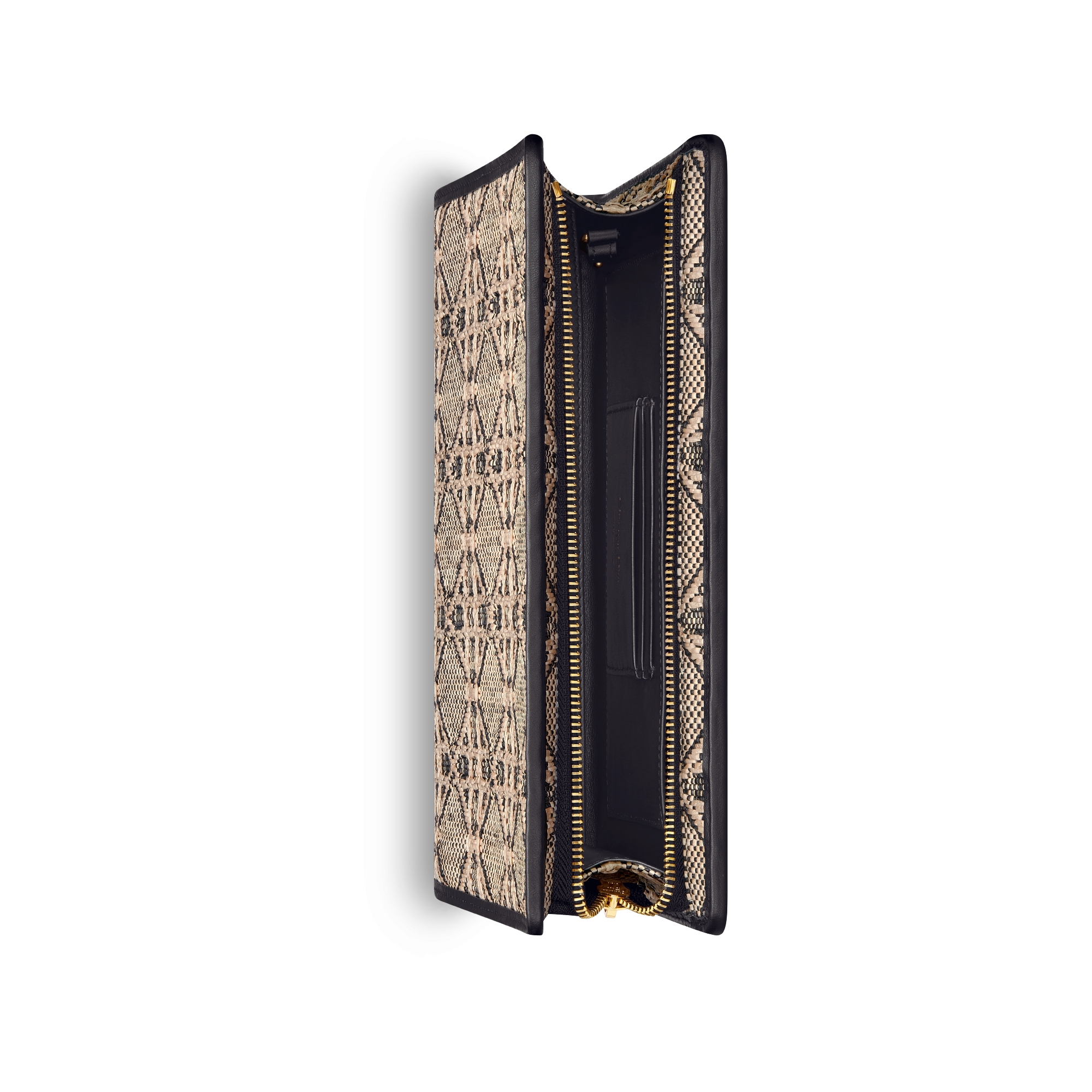 Pochette Dea Signature Rafia Cannage bicolore beige e nera | DIOR