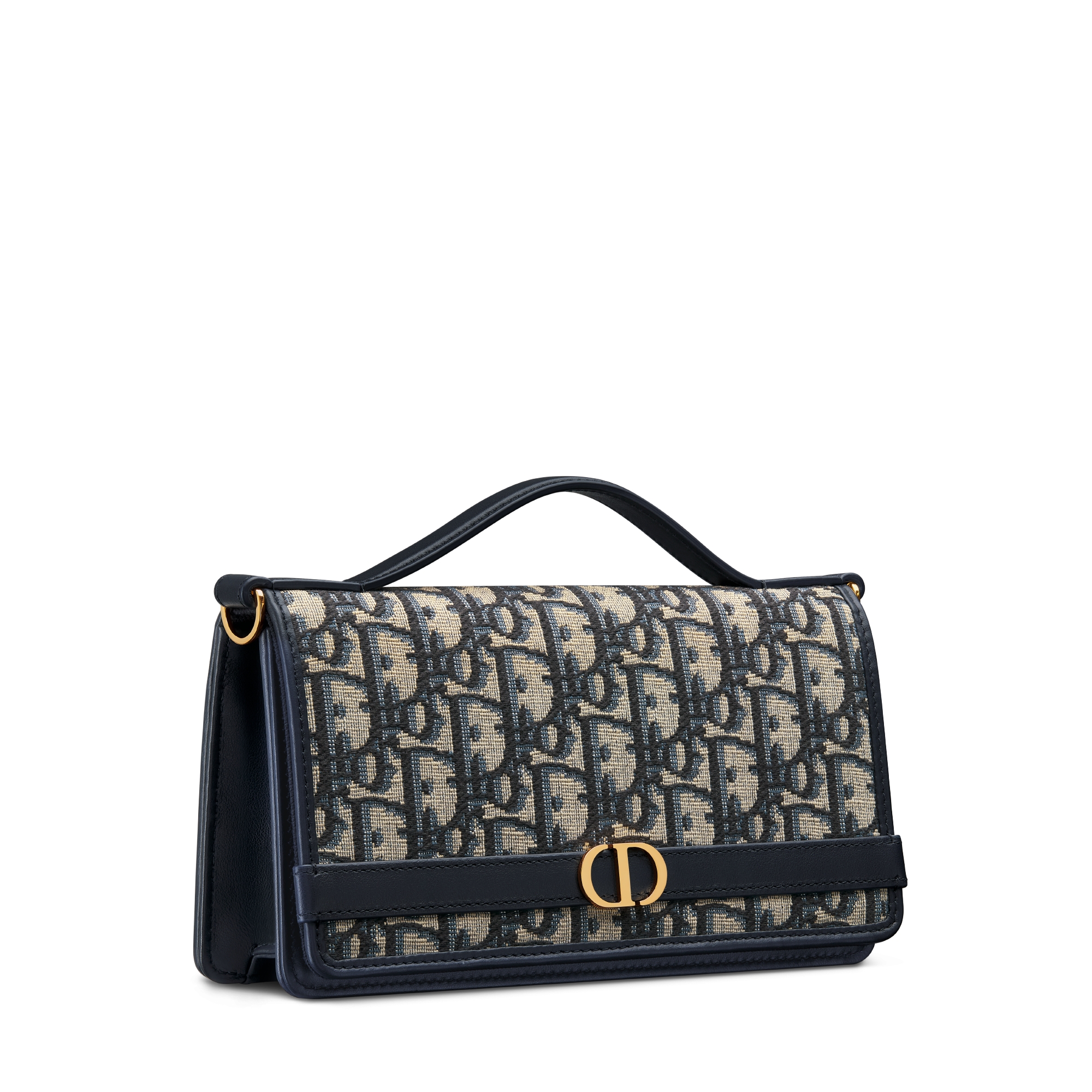 Pochette Top Handle 30 Montaigne con catena Jacquard Dior Oblique blu ...