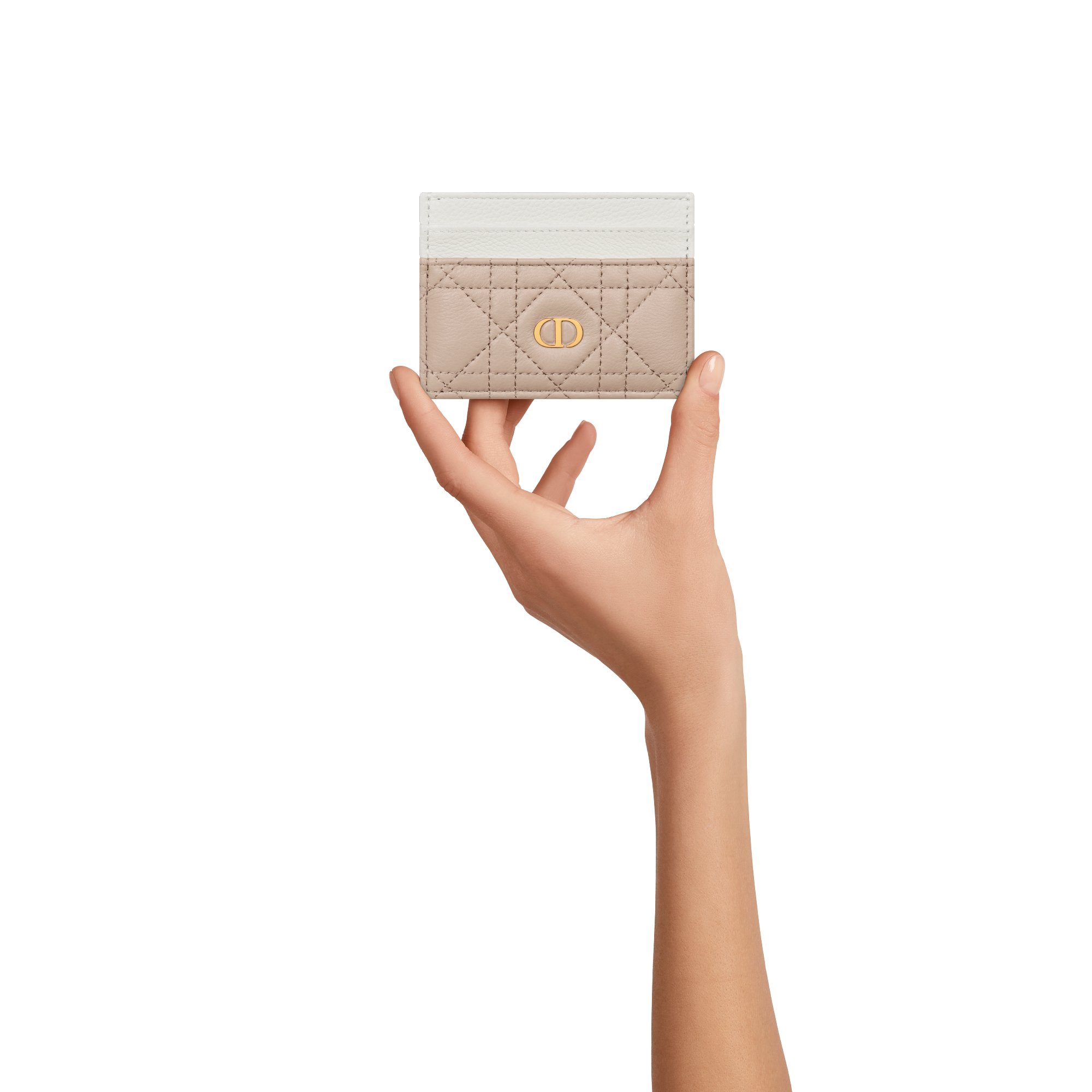 Dior Caro Freesia Card Holder Two-Tone Latte and Trench Beige Cannage ...