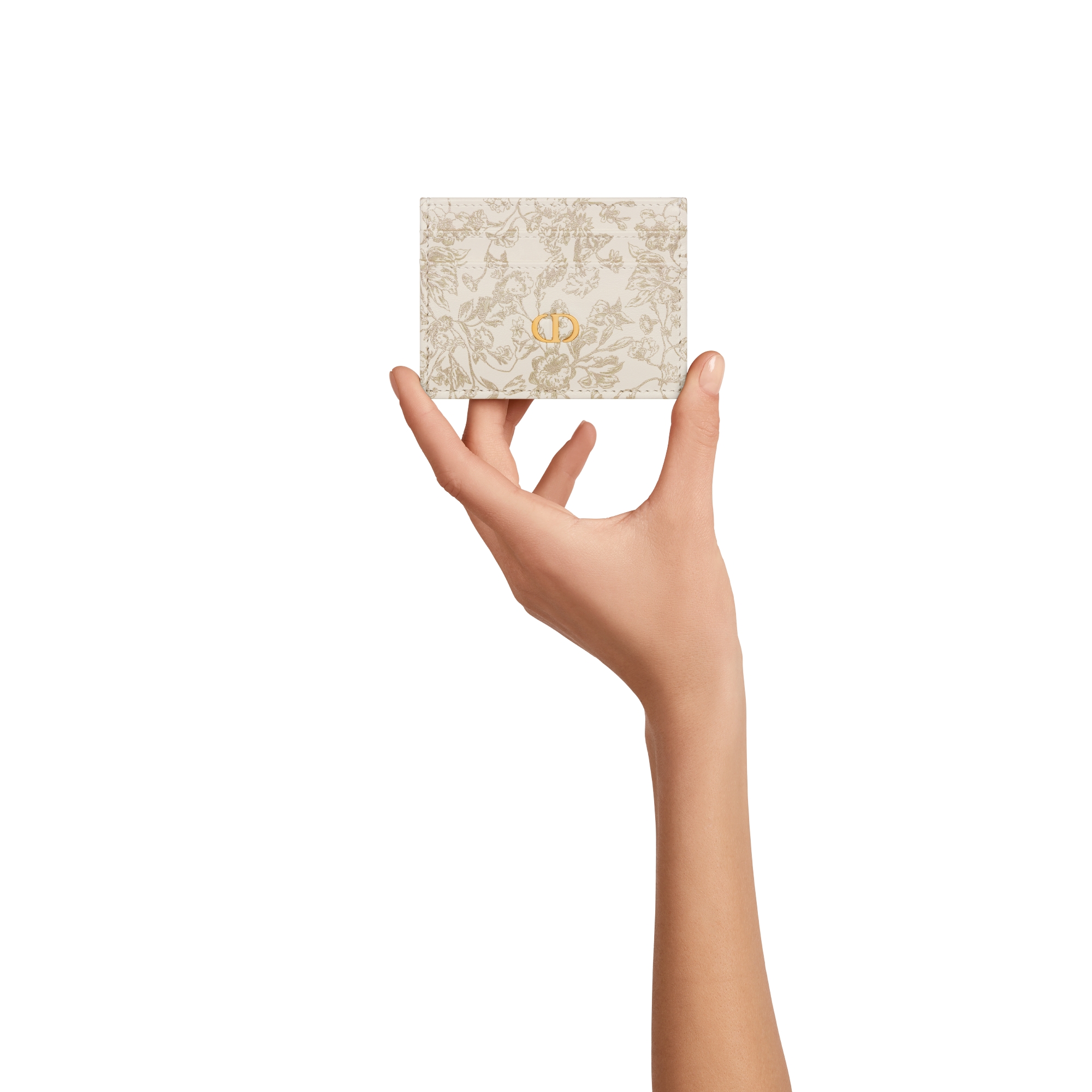 Porte-cartes Freesia Dior Caro Cuir de veau imprimé Millefiori doré | DIOR