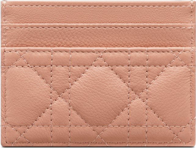 Dior Caro Freesia Card Holder Rose des Vents Supple Cannage Calfskin | DIOR