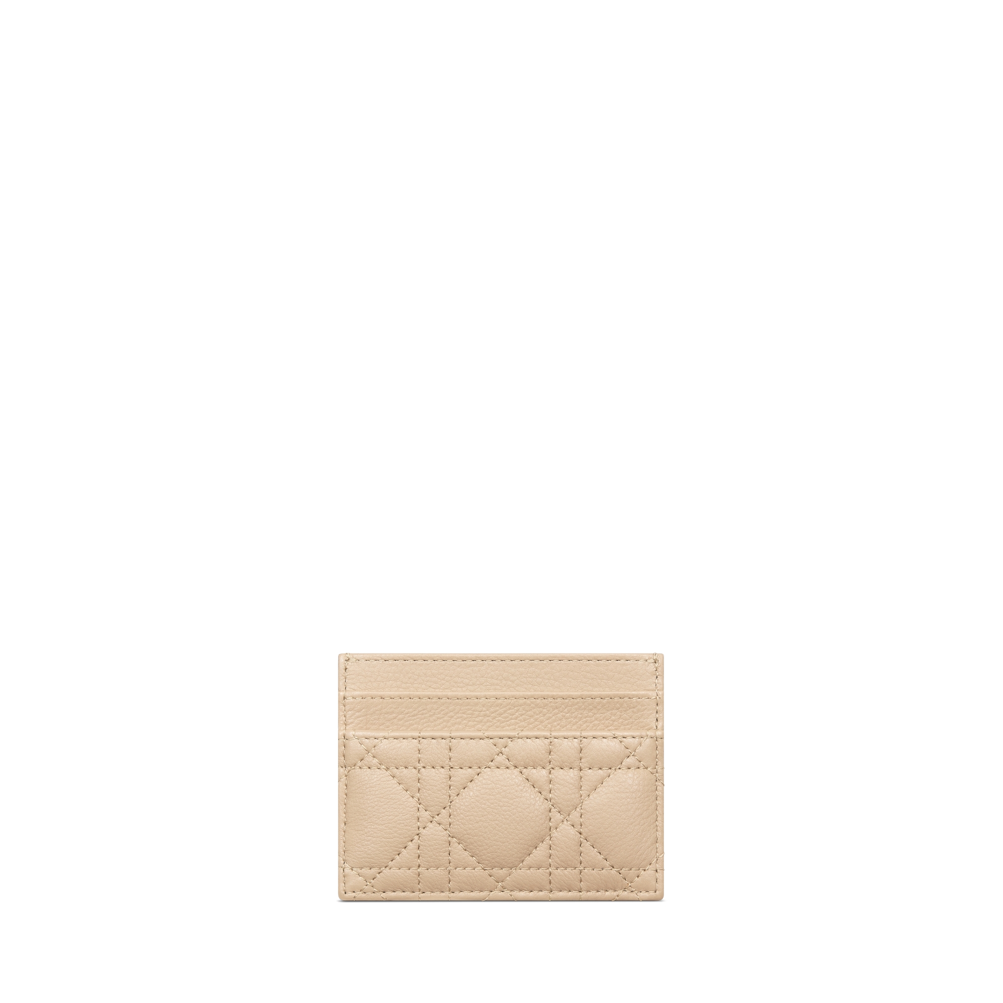 Dior Caro Freesia Card Holder Powder Beige Supple Cannage Calfskin | DIOR
