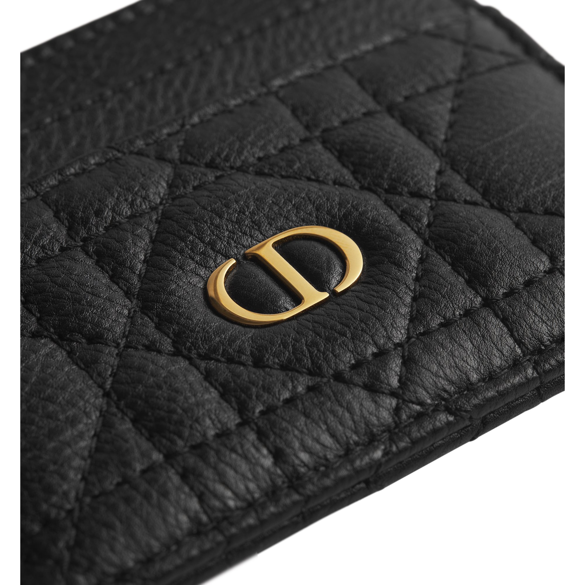 Dior Caro Freesia Card Holder Black Supple Cannage Calfskin | DIOR