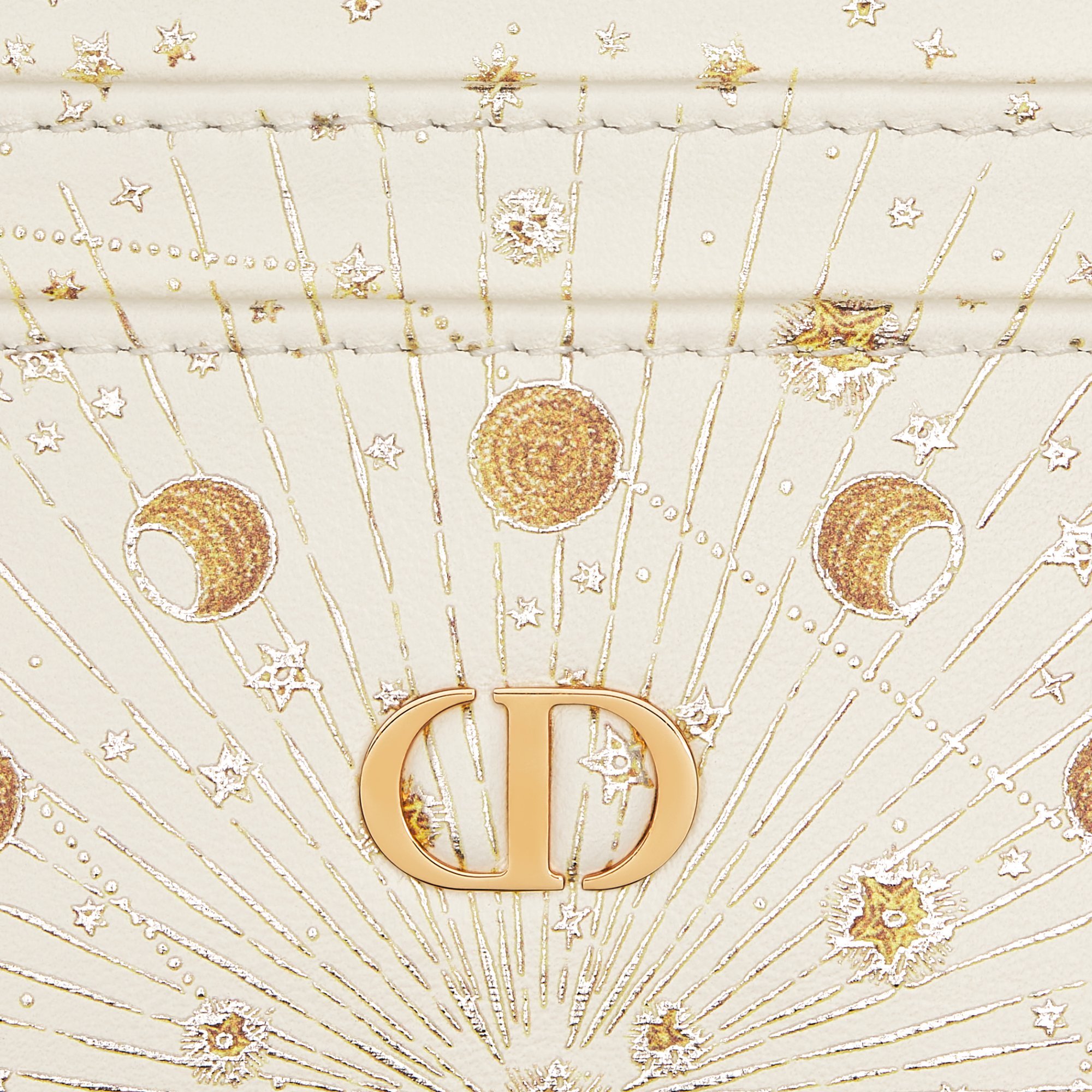 Dior Caro Freesia Card Holder Latte Calfskin with Gold-Tone Dior Astral ...