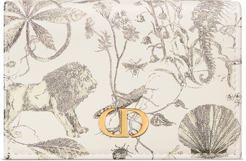 Dior Caro Glycine Wallet Latte Calfskin Printed with Gold-Tone Dior ...
