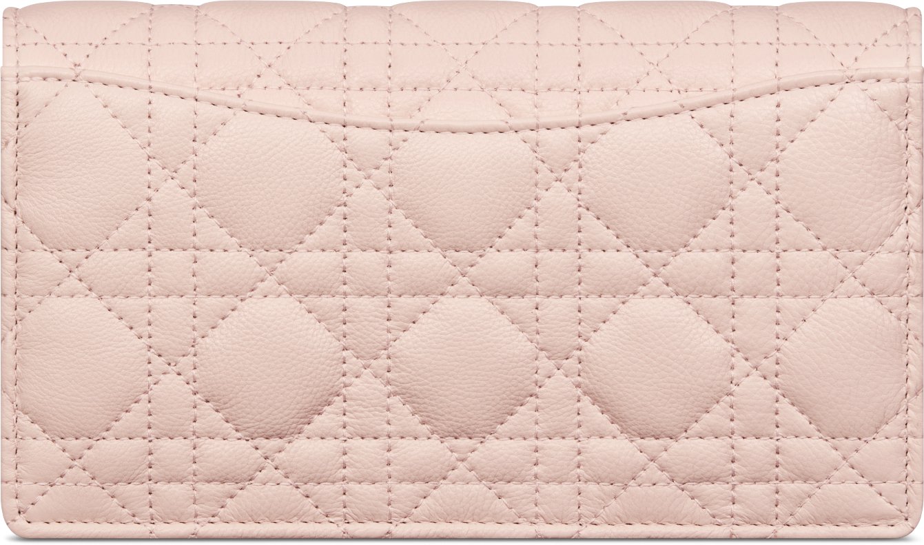 Dior Caro Pouch with Chain Powder Pink Supple Cannage Calfskin | DIOR