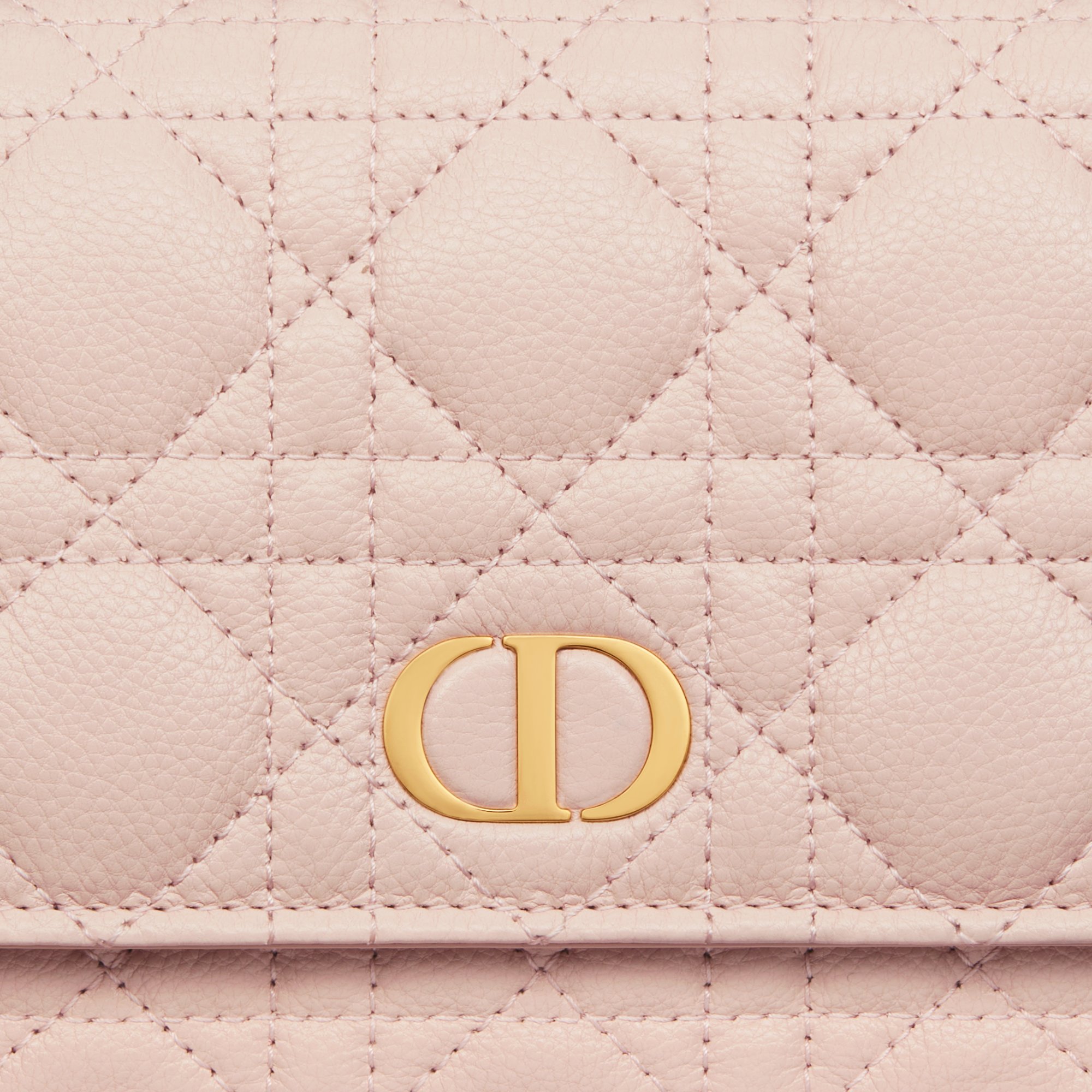 Dior Caro Pouch with Chain Powder Pink Supple Cannage Calfskin | DIOR