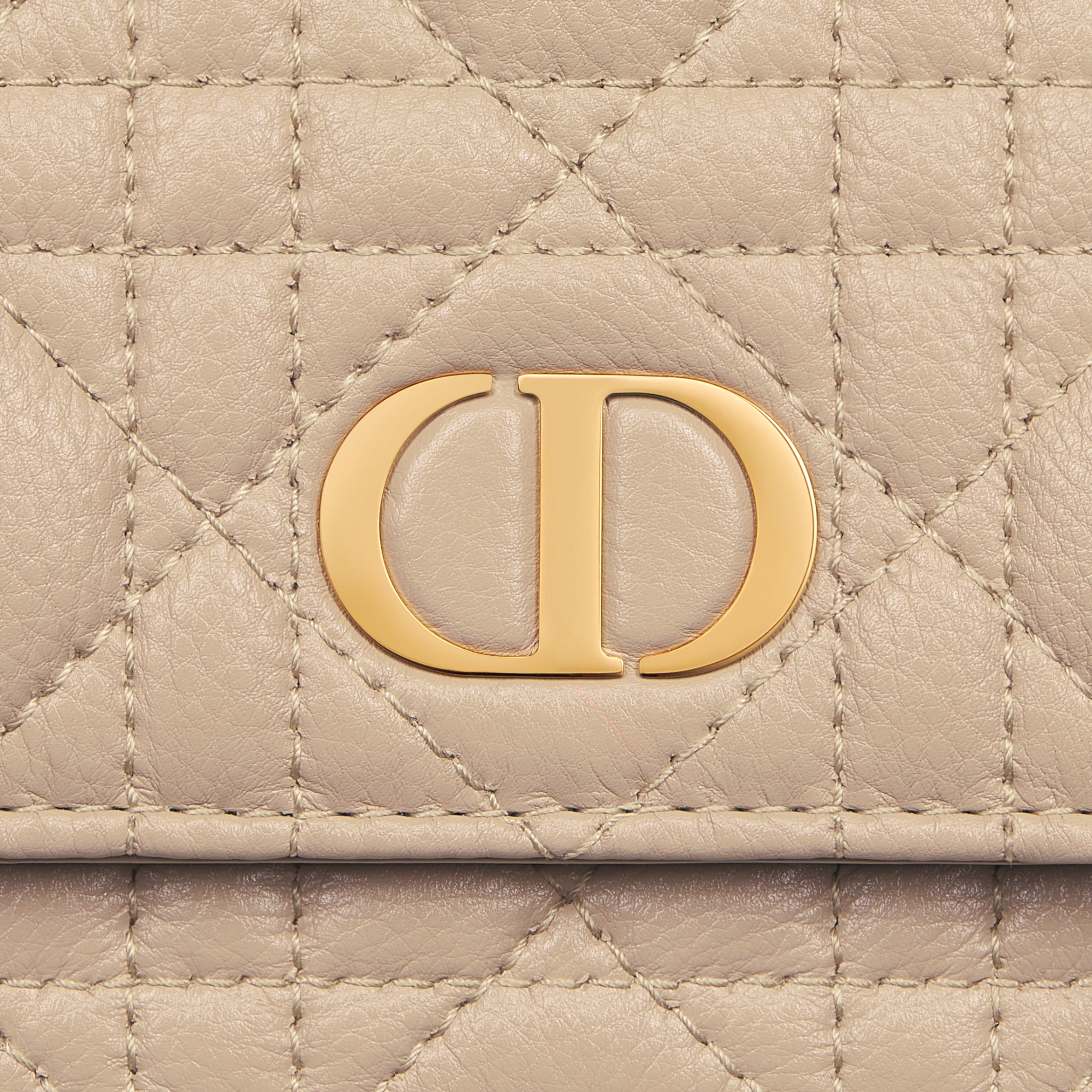 Dior Caro Pouch with Chain Powder Beige Supple Cannage Calfskin | DIOR