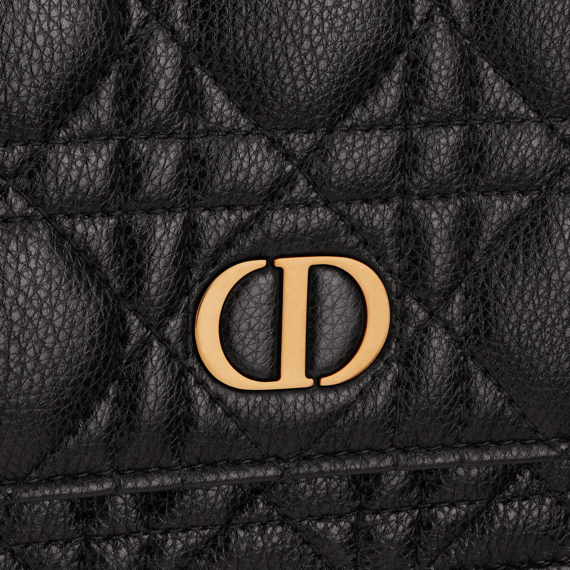 Dior Caro Pouch with Chain Black Supple Cannage Calfskin | DIOR