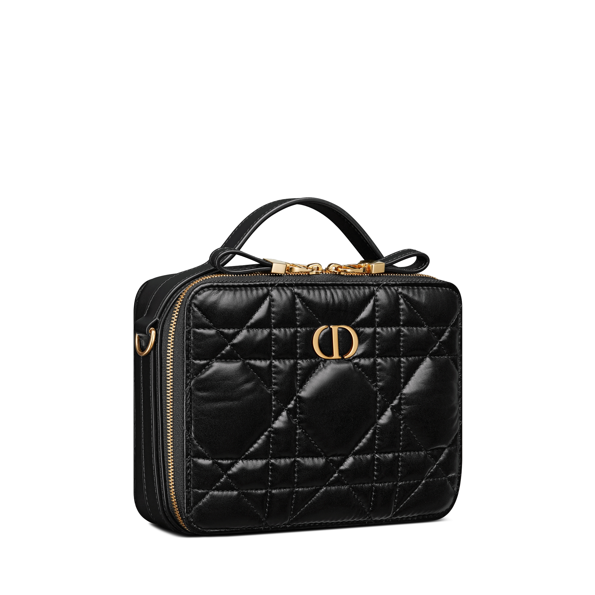 Dior Caro Box Bag Black Quilted Macrocannage Calfskin | DIOR