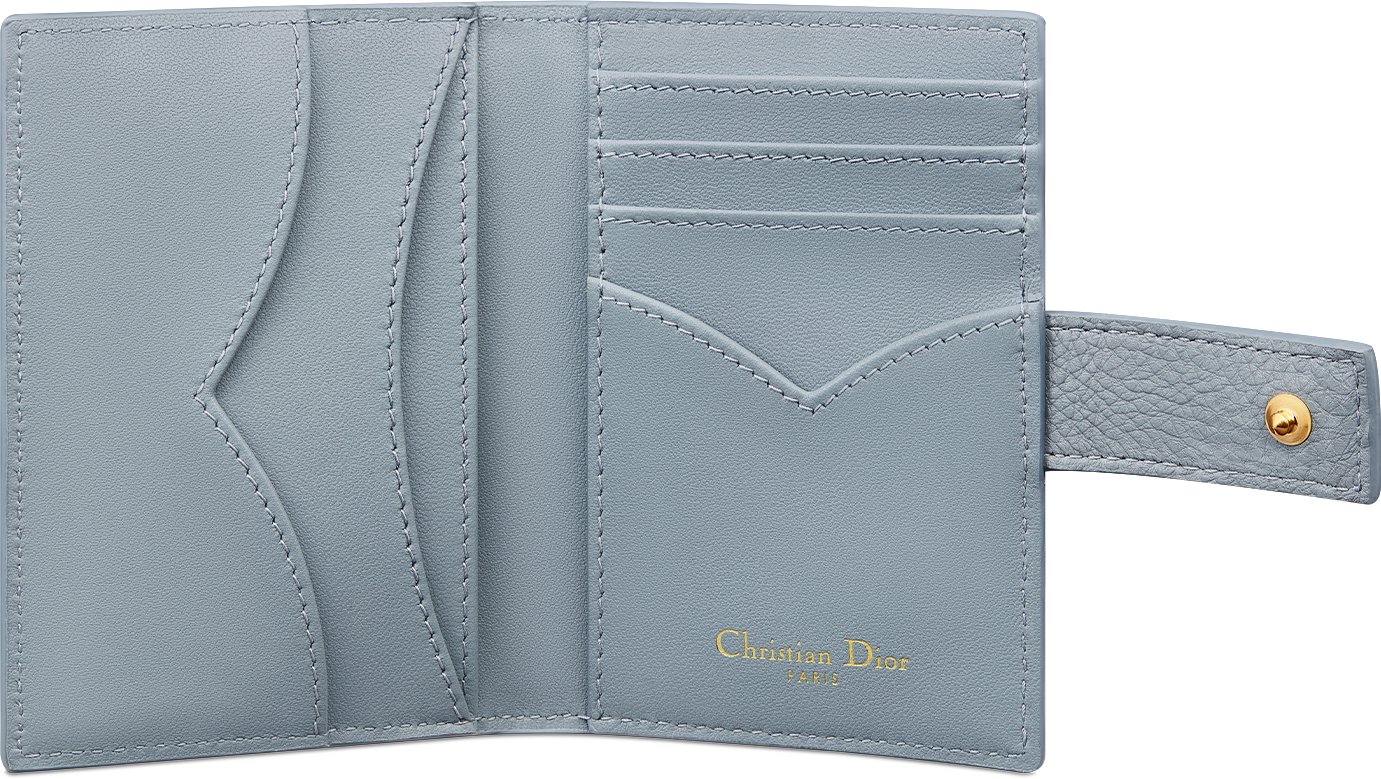 Dior Caro Dandelion Card Holder Cloud Blue Supple Cannage Calfskin | DIOR