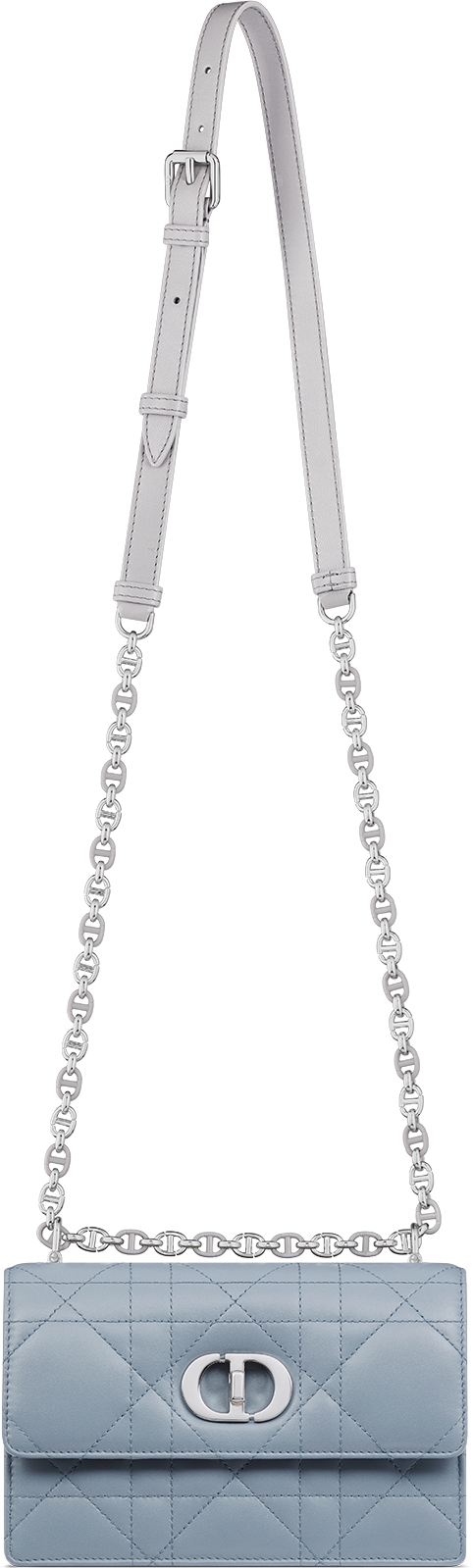 Miss Caro Mini Bag Two-Tone Gray and Slate Blue Macrocannage Lambskin | DIOR