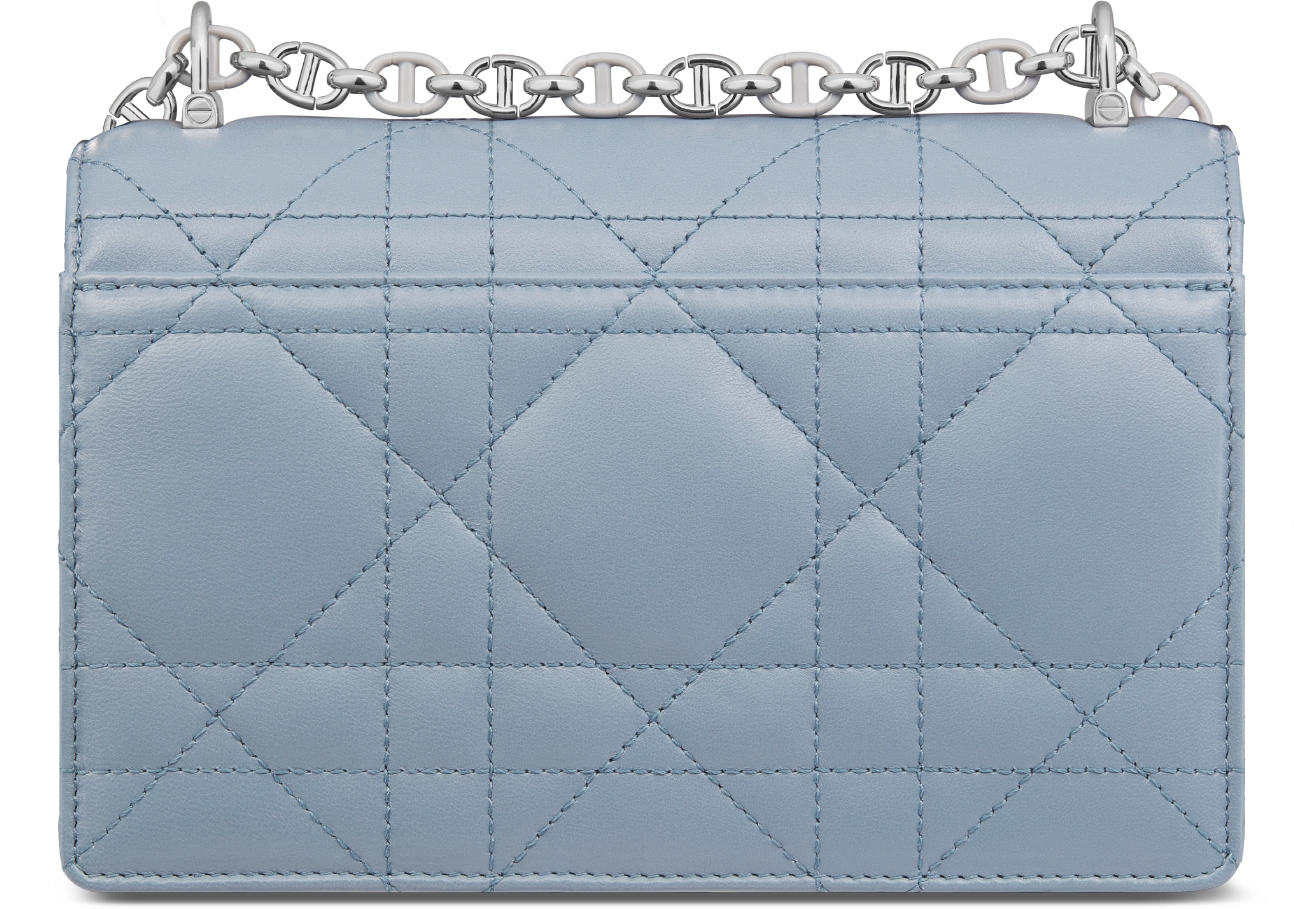 Miss Caro Mini Bag Two-Tone Gray and Slate Blue Macrocannage Lambskin | DIOR
