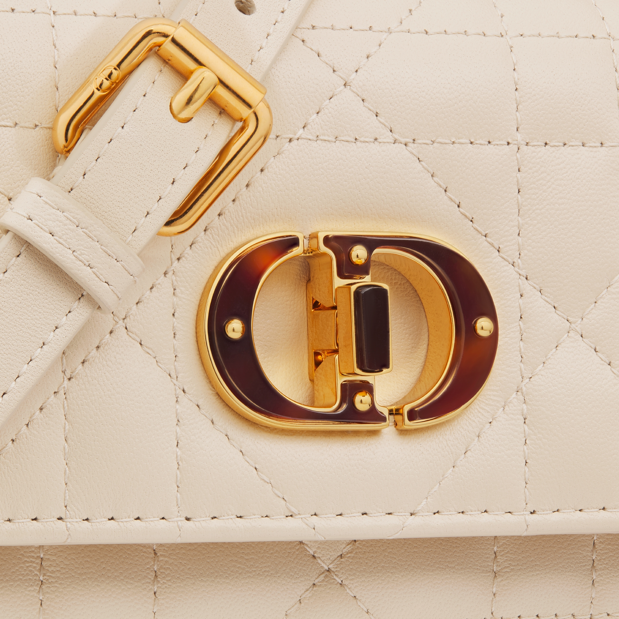 Miss Caro Mini Bag Dusty Ivory Macrocannage Lambskin | DIOR