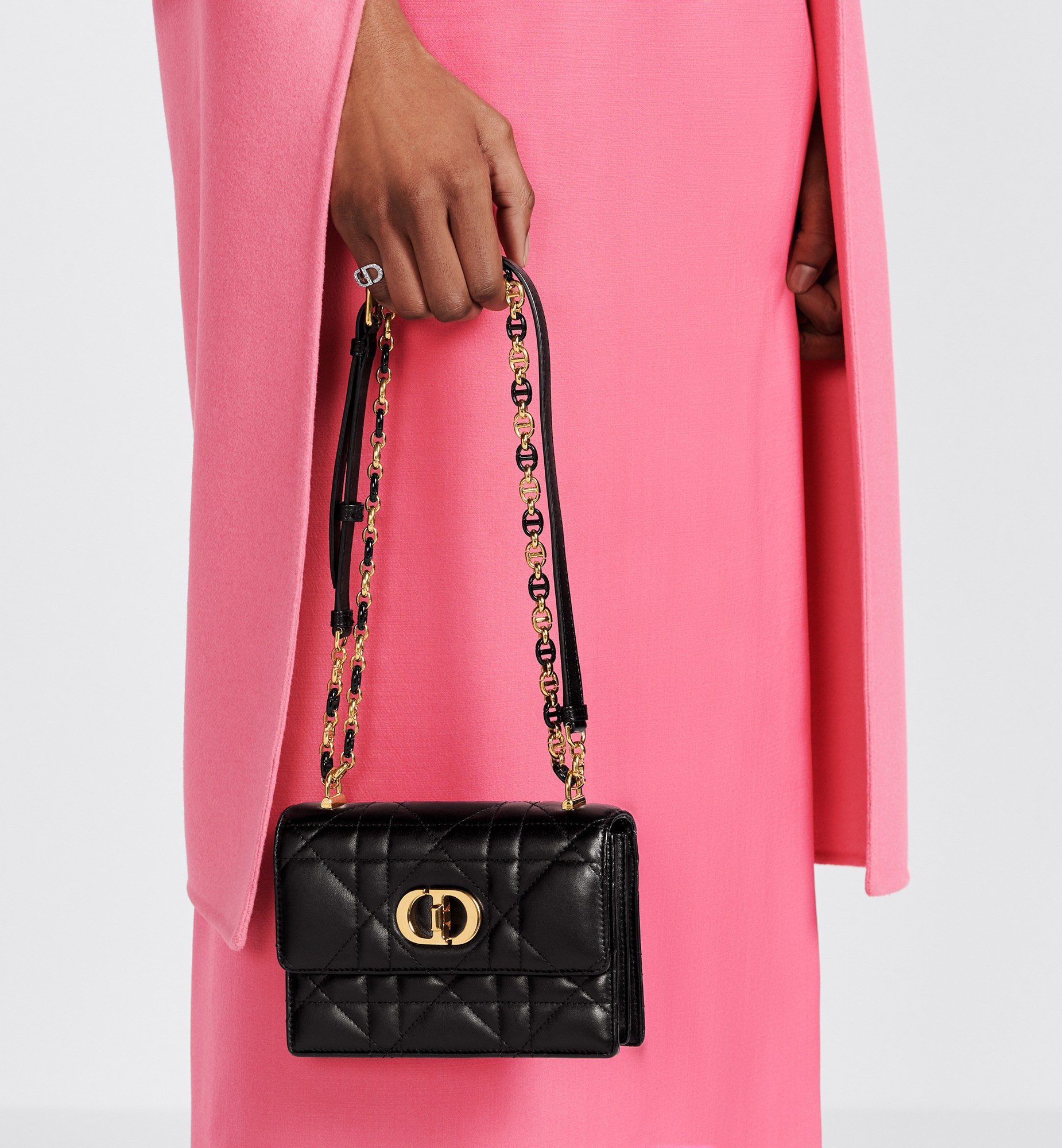 Miniborsa Miss Caro Pelle di agnello Macrocannage rosa cipria | DIOR