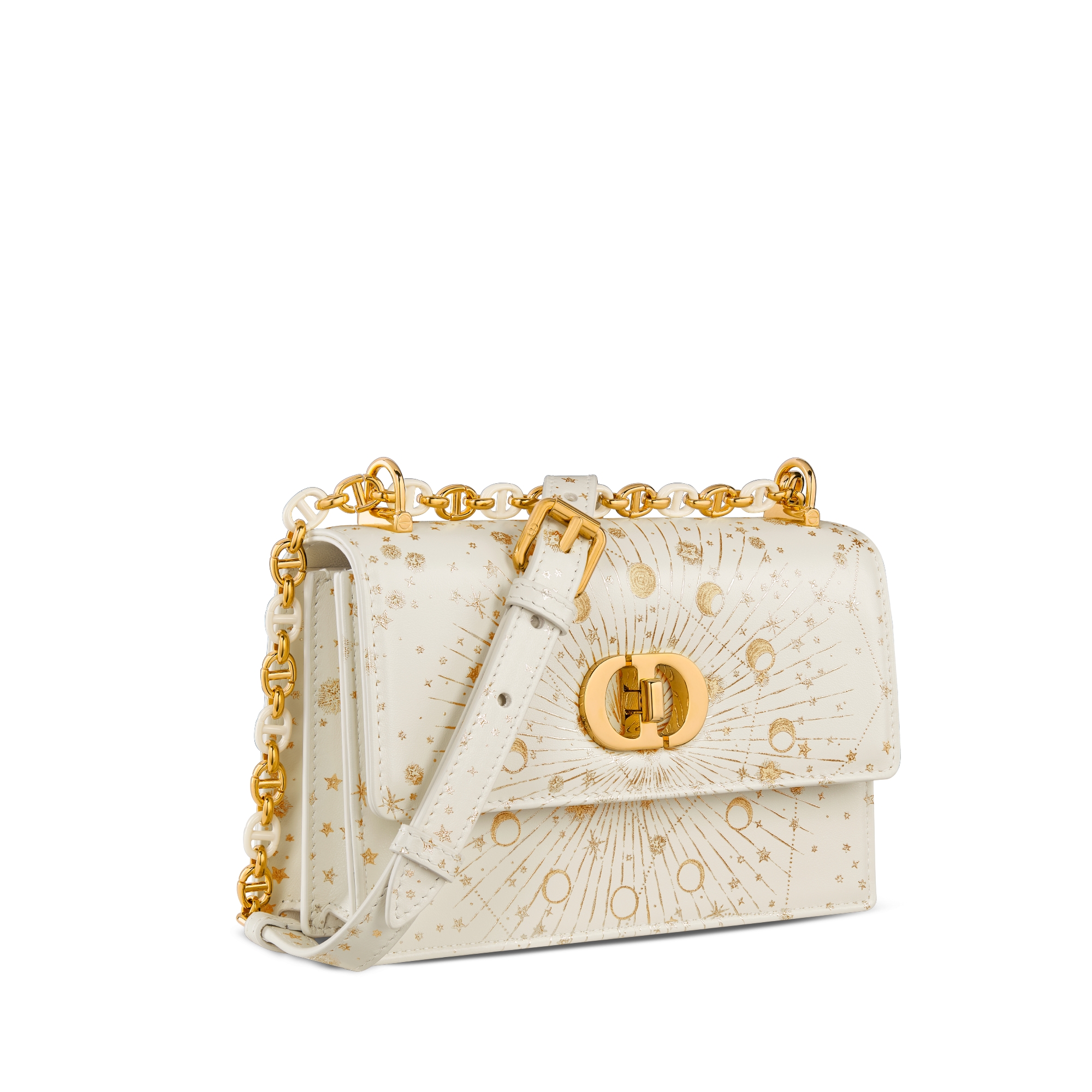 Miss Caro Mini Bag Latte Calfskin with Gold-Tone Dior Astral Print | DIOR