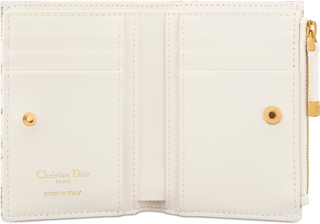 Dior Caro Dahlia Wallet Latte Calfskin Printed with Gold-Tone Dior ...