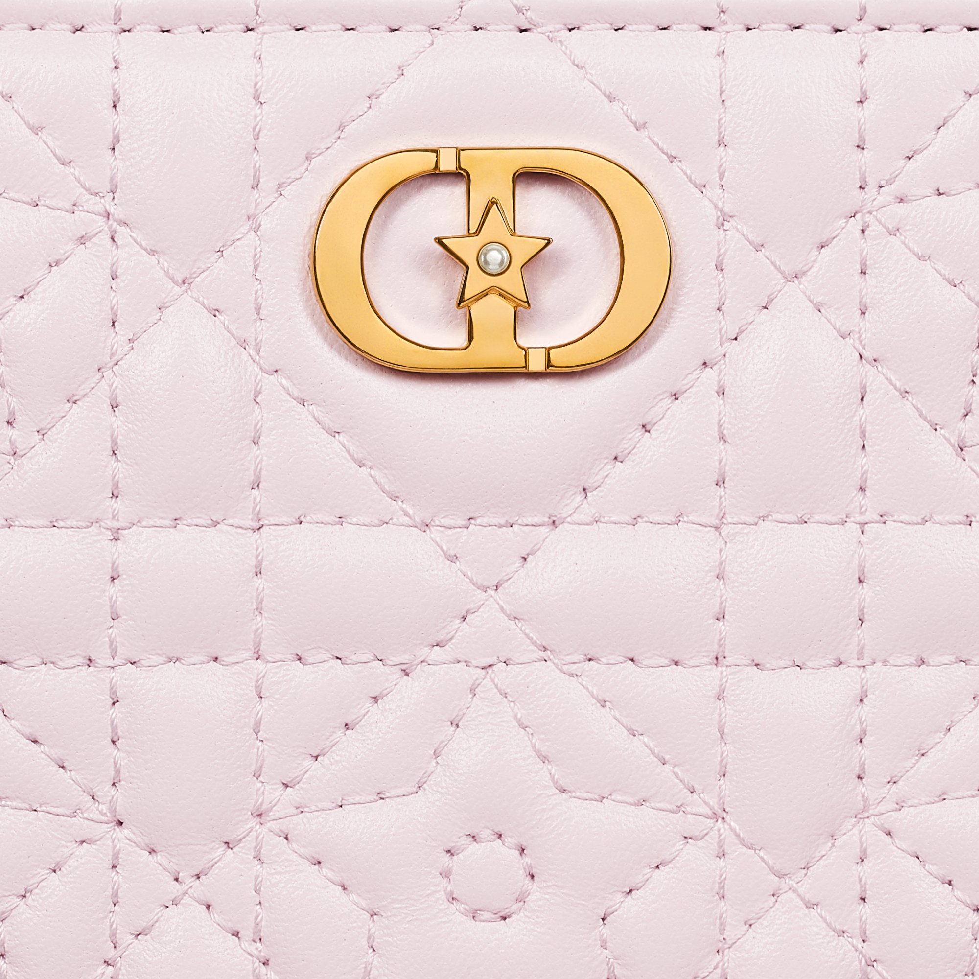 Dior Caro Dahlia Wallet Pale Pink Cannage Lambskin with Star Motif | DIOR