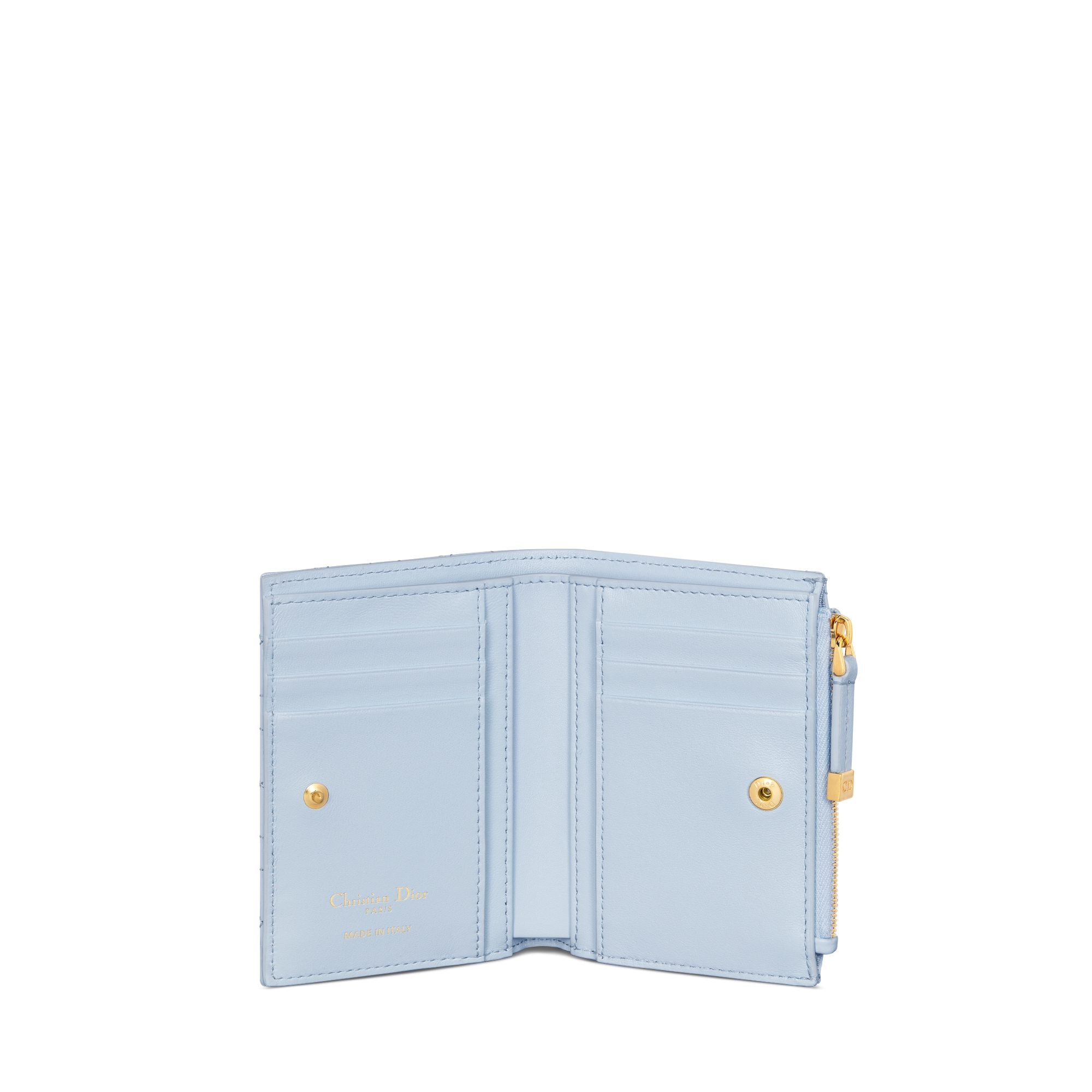 Dior Caro Dahlia Wallet Sky Blue Cannage Lambskin with Star Motif | DIOR