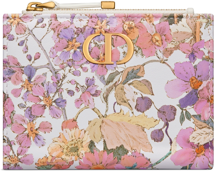 Dior Caro Dahlia 지갑 화이트 멀티 컬러 Dior 4 Saisons Ete 프린트 송아지 가죽 | DIOR