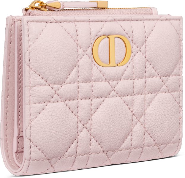 Dior Caro Dahlia 지갑 페일 핑크 서플 까나쥬 송아지 가죽 | DIOR