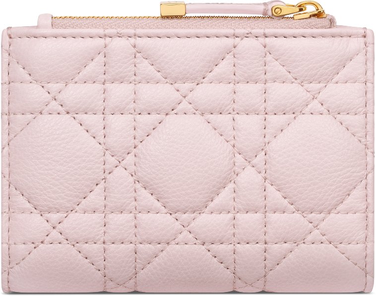 Dior Caro Dahlia Wallet Pale Pink Supple Cannage Calfskin | DIOR