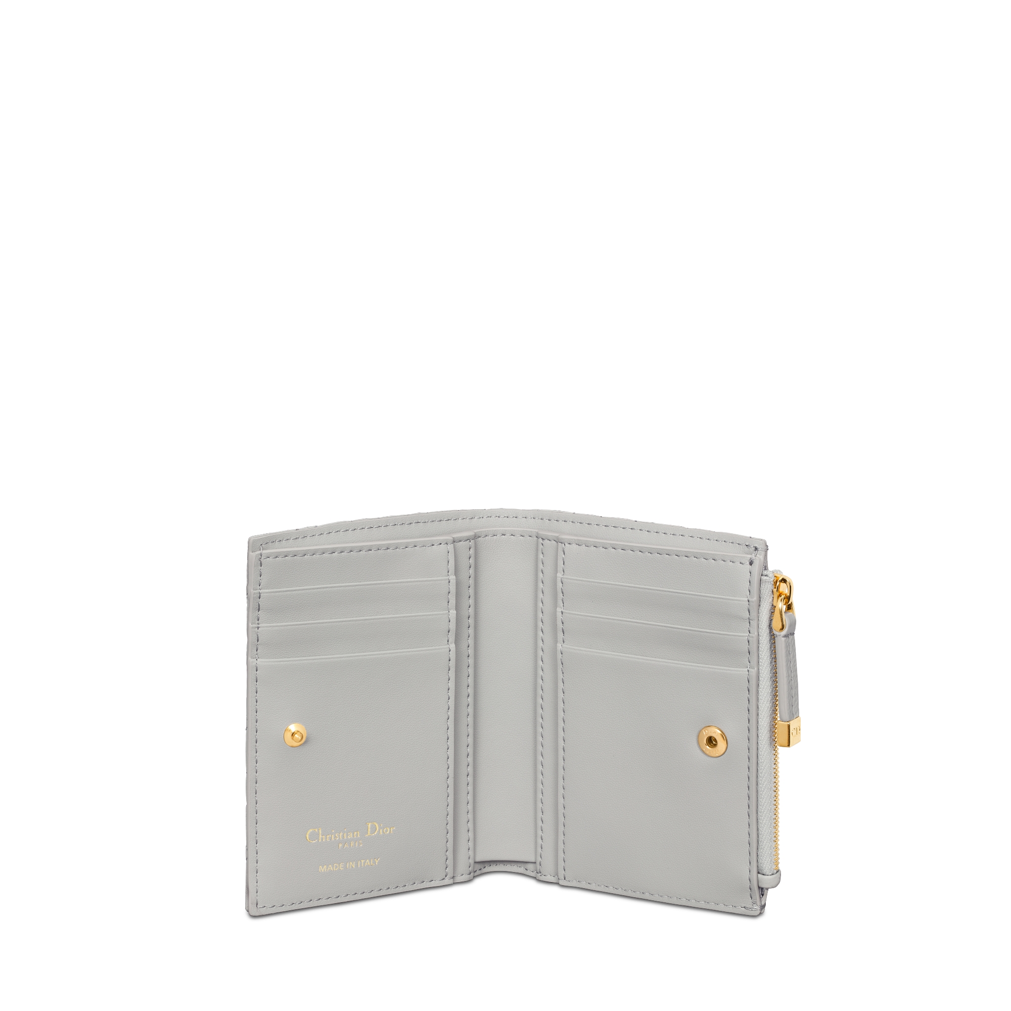 Dior Caro Dahlia Wallet Cloud Gray Supple Cannage Calfskin | DIOR