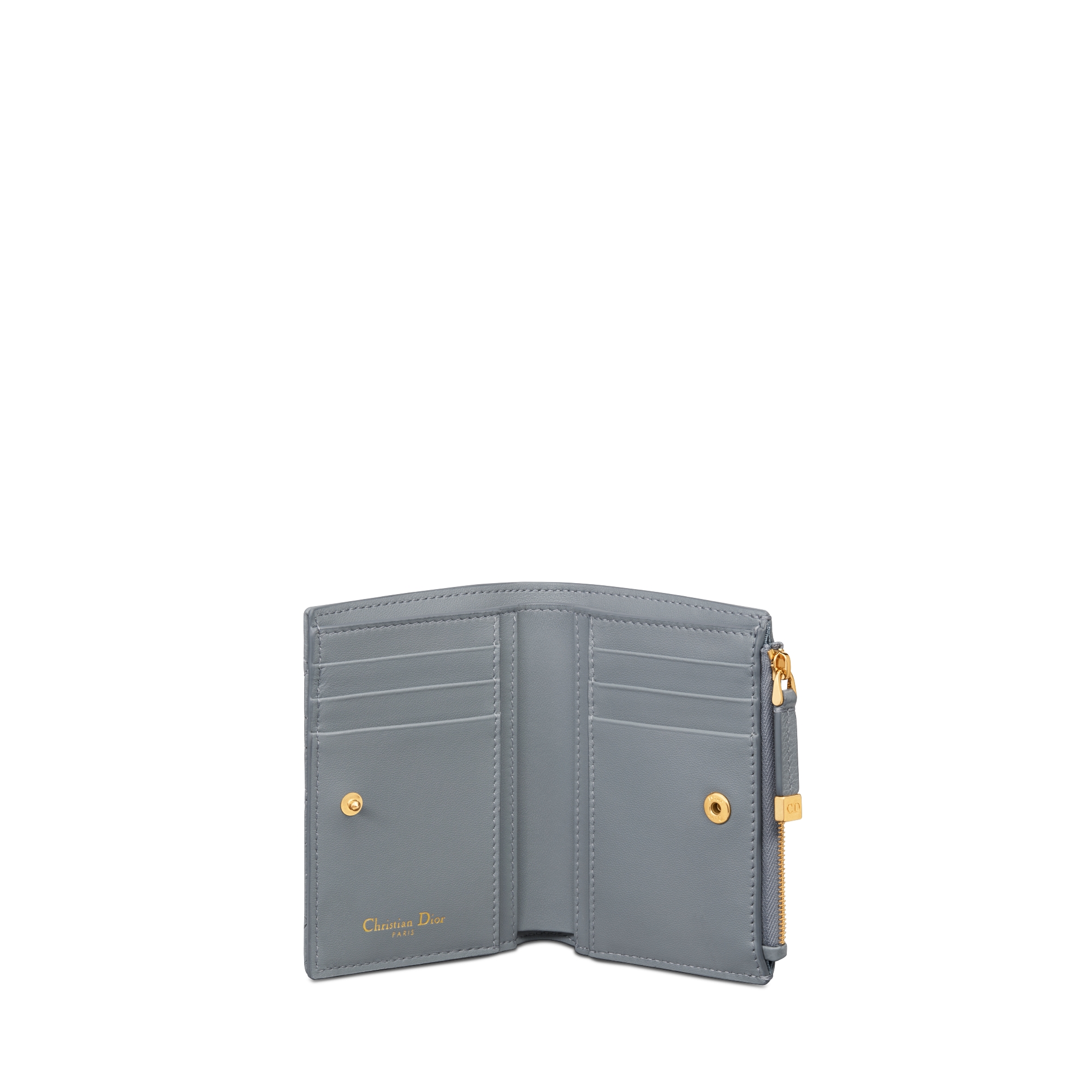 Dior Caro Dahlia Wallet Cloud Blue Supple Cannage Calfskin | DIOR