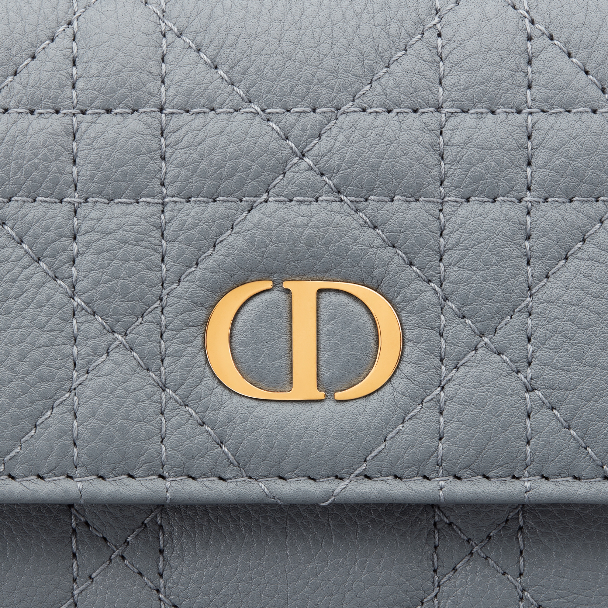 Dior Caro Hibiscus Wallet Cloud Blue Supple Cannage Calfskin | DIOR