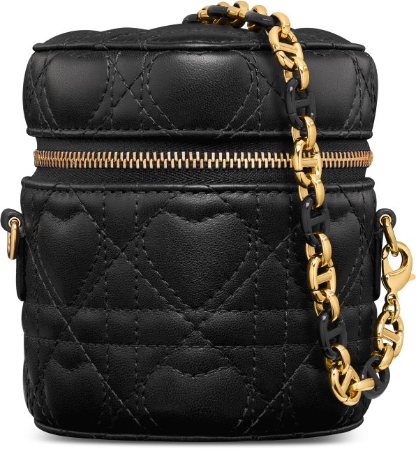 Dioramour Dior Caro Heart Micro Vanity Black Cannage Lambskin with ...