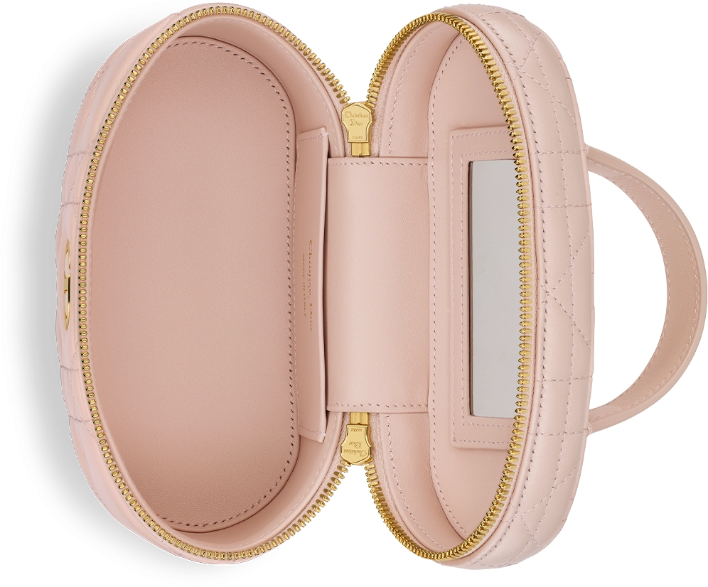 Dior Caro Mini Vanity Case Powder Pink Macrocannage Lambskin | DIOR