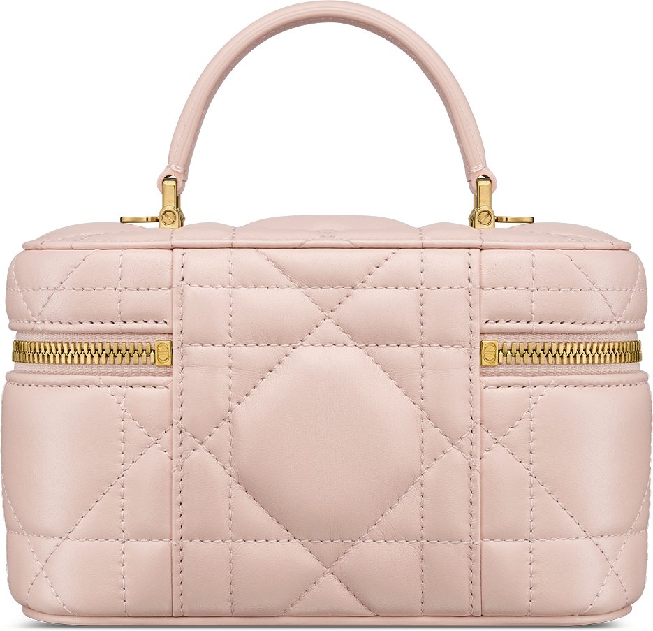 Dior Caro Mini Vanity Case Powder Pink Macrocannage Lambskin | DIOR