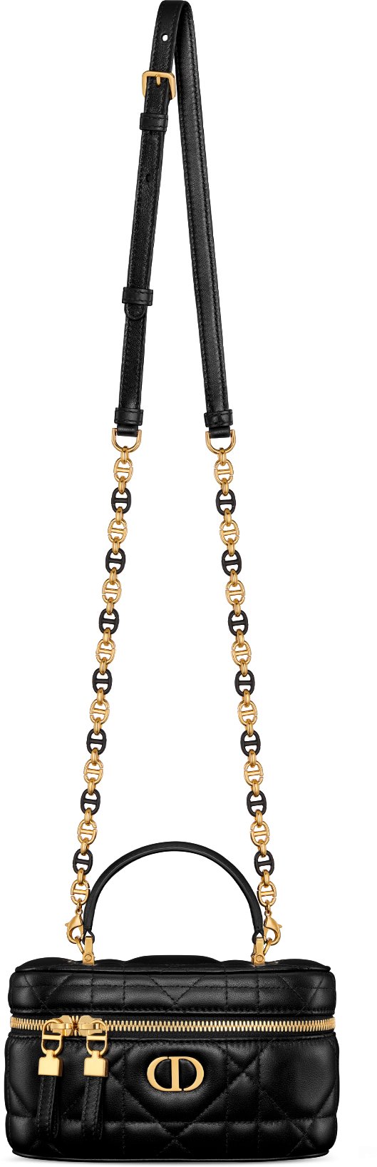 Мини-косметичка Dior Caro Кожа ягненка Macrocannage черного цвета | DIOR