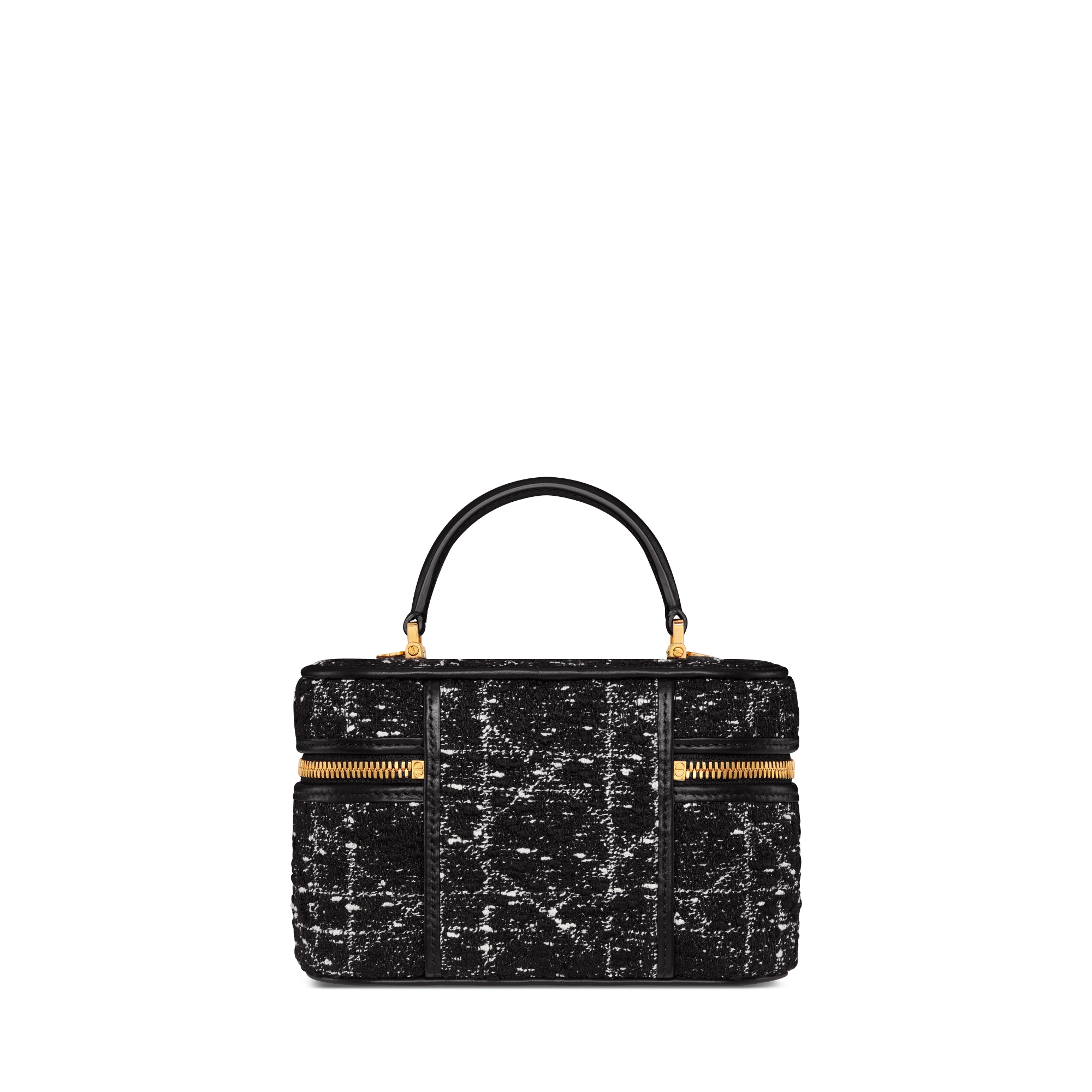 Dior Caro Mini Vanity Case Black Tweed with White Cannage Motif | DIOR