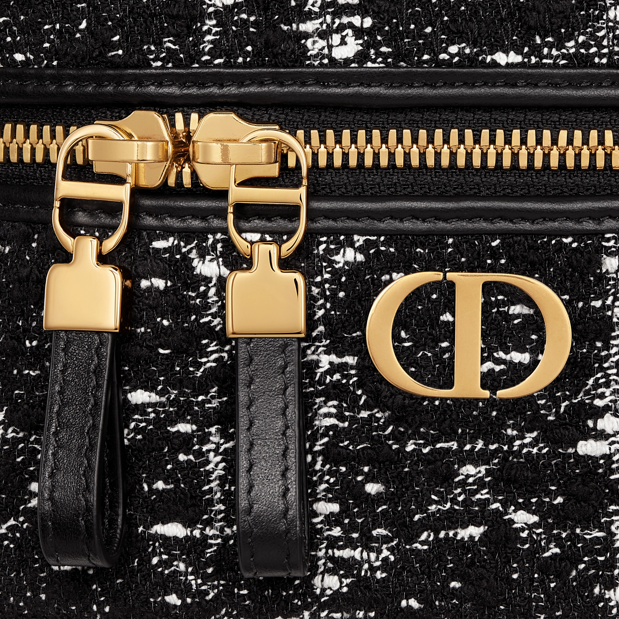 Dior Caro Mini Vanity Case Black Tweed with White Cannage Motif | DIOR