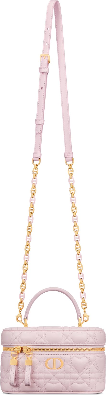 Beauty case mini Dior Caro Dioramour Pelle di agnello Cannage rosa ...