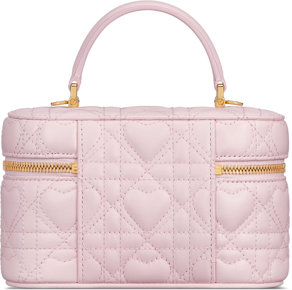 Beauty case mini Dior Caro Dioramour Pelle di agnello Cannage rosa ...
