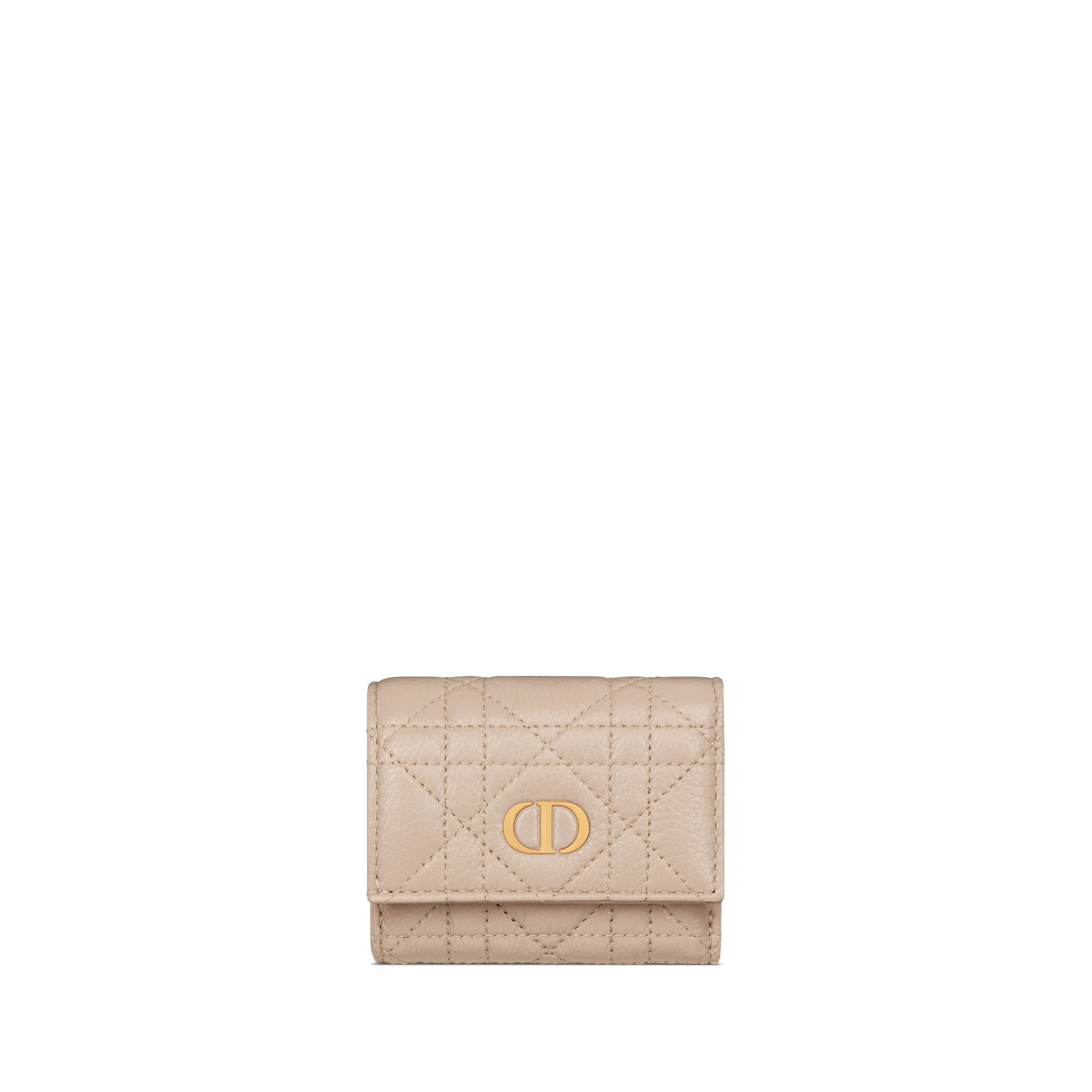 Dior Caro Hibiscus L-Zip Wallet Powder Beige Supple Cannage Calfskin | DIOR