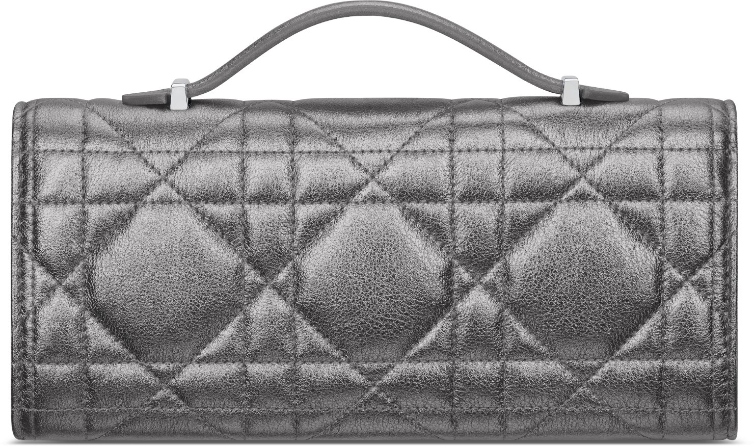 Pochette Top Handle Miss Caro Cuir de veau Macrocannage argent métallisé | DIOR