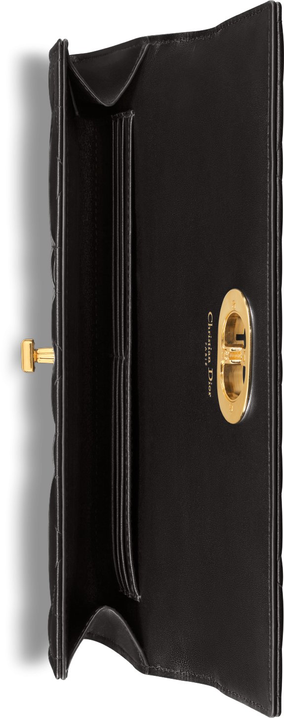 Miss Caro Top Handle Pouch Black Macrocannage Lambskin | DIOR