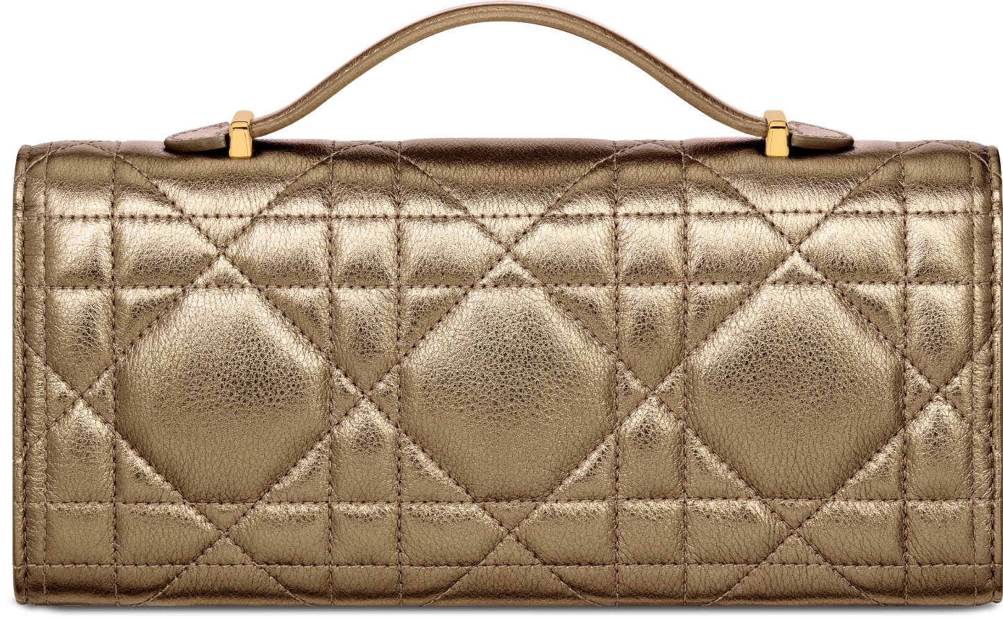 Miss Caro Top Handle Pouch Metallic Bronze-Tone Macrocannage Calfskin | DIOR