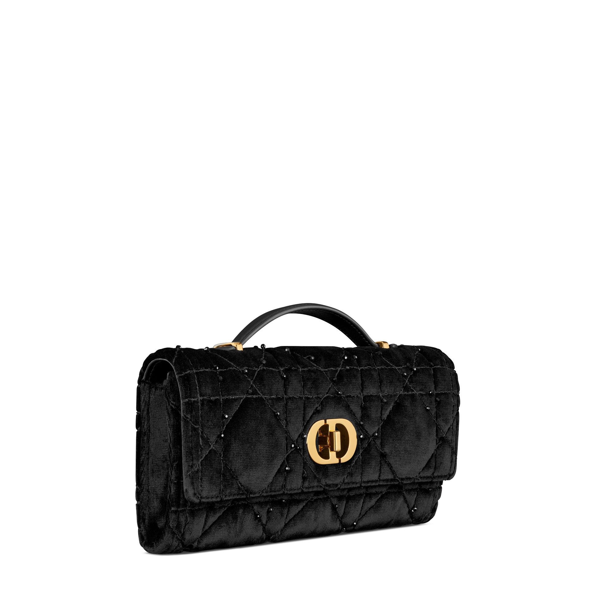 Miss Caro Top Handle Pouch Macrocannage Samt mit Perlenstickerei in ...