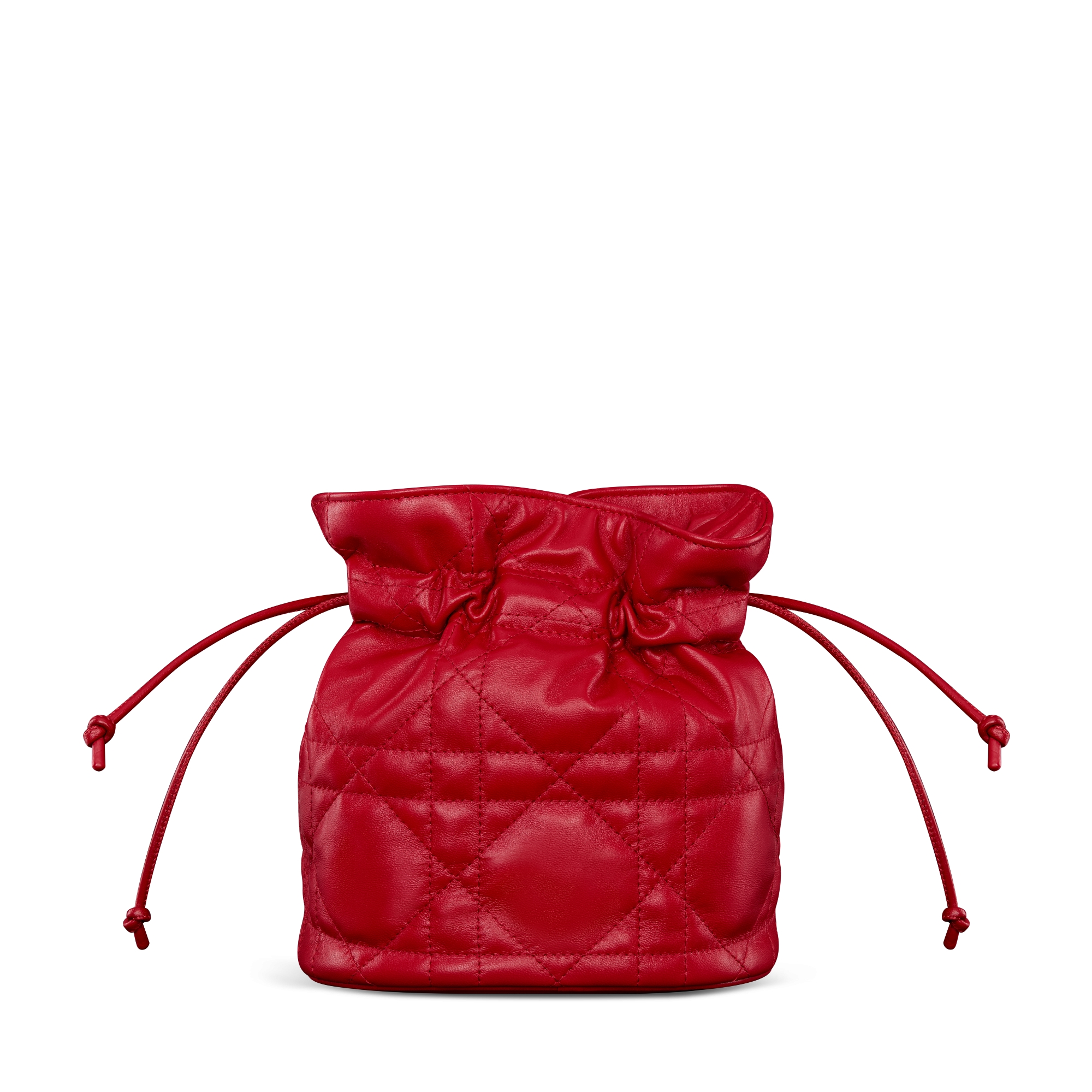 Miss Caro Mini Bucket Bag with Drawstring Garnet Red Macrocannage ...